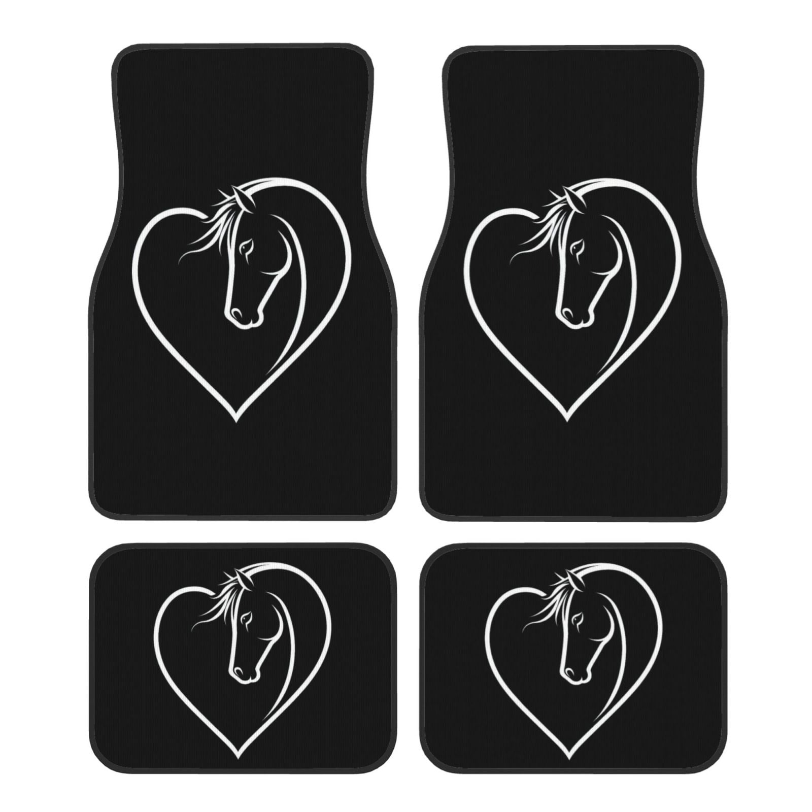 KAKALAD Funny Horse Head Heart Car Floor Mats 4PC Set Carpet Protection ...