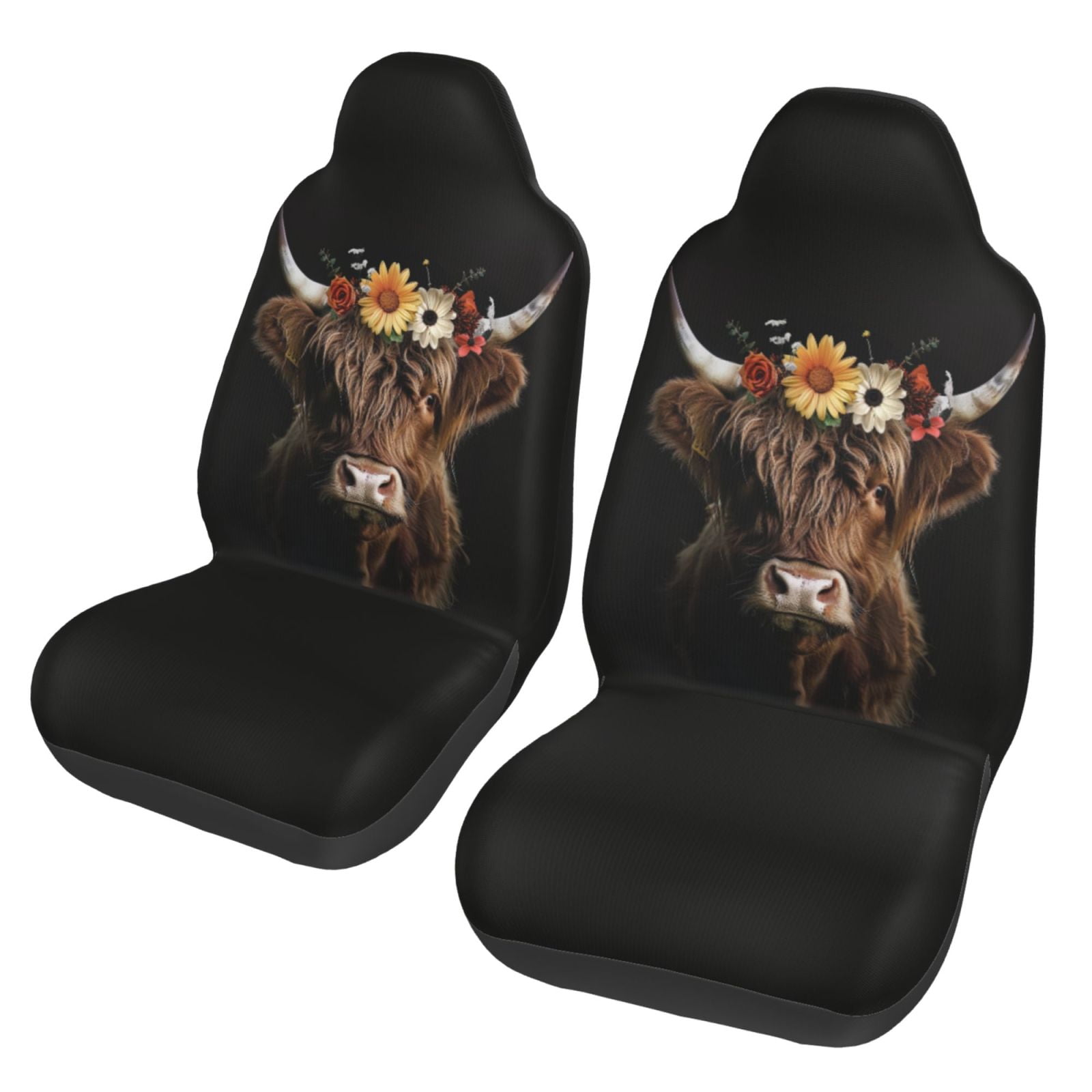 KAKALAD Funny Wearing Flowers Cow Car Accessories Seat Covers Set ...