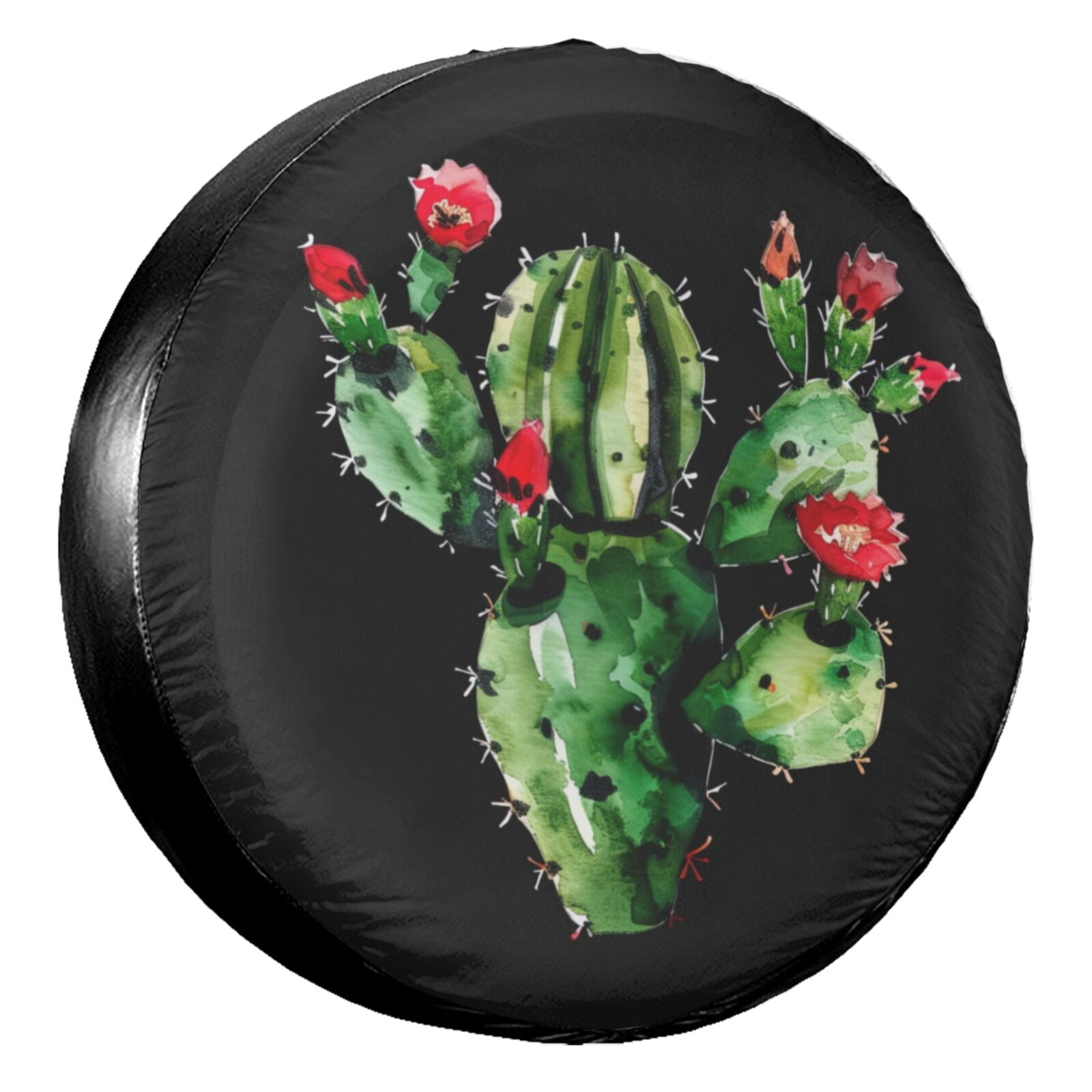 KAKALAD Green Cactus Red Flowers 02 Spare Tire Cover Universal Car ...