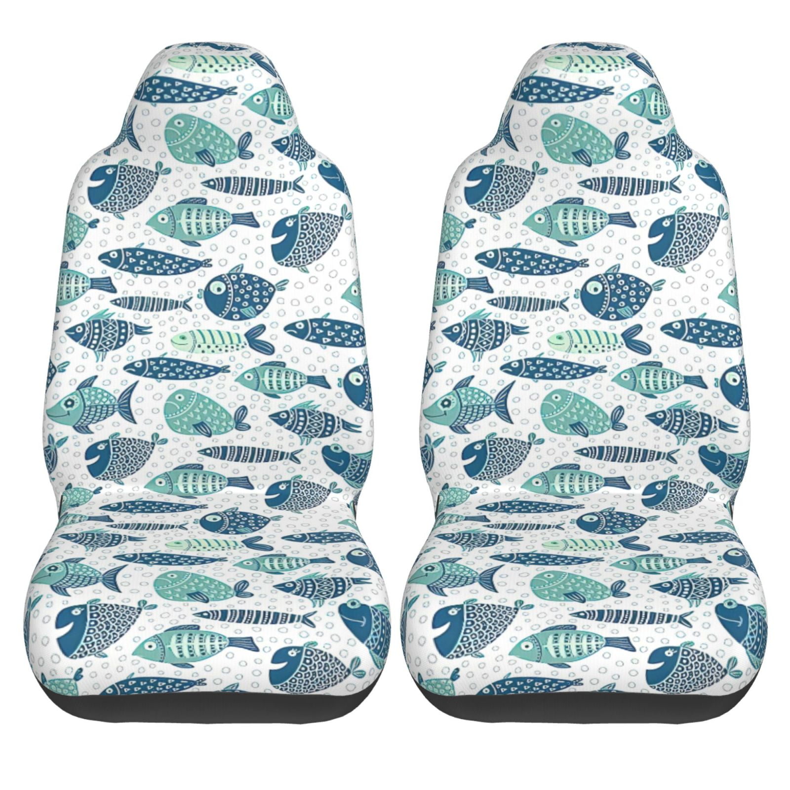 KAKALAD Hand drawn doodle fish Car Seat Covers Set Vehicle Front Seats ...