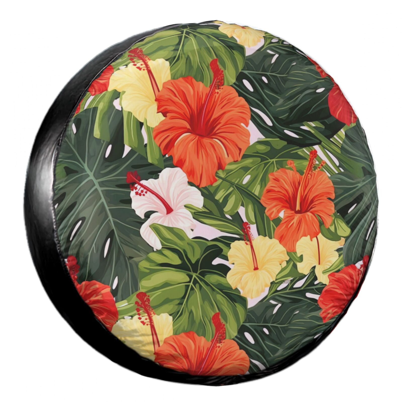 Kakalad Hawaiian Summer Tropical Island Vegetation Leaves With Hibiscus