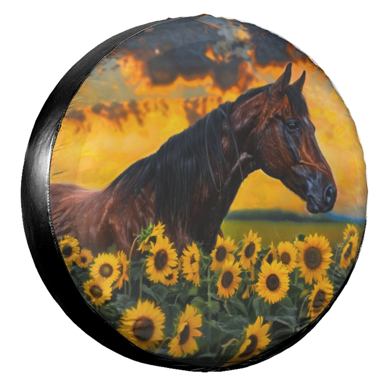 KAKALAD Horse Sunflowers 05 Universal Spare Tire Cover Car Vehicle Tools For Rv SUV Truck Camper ...