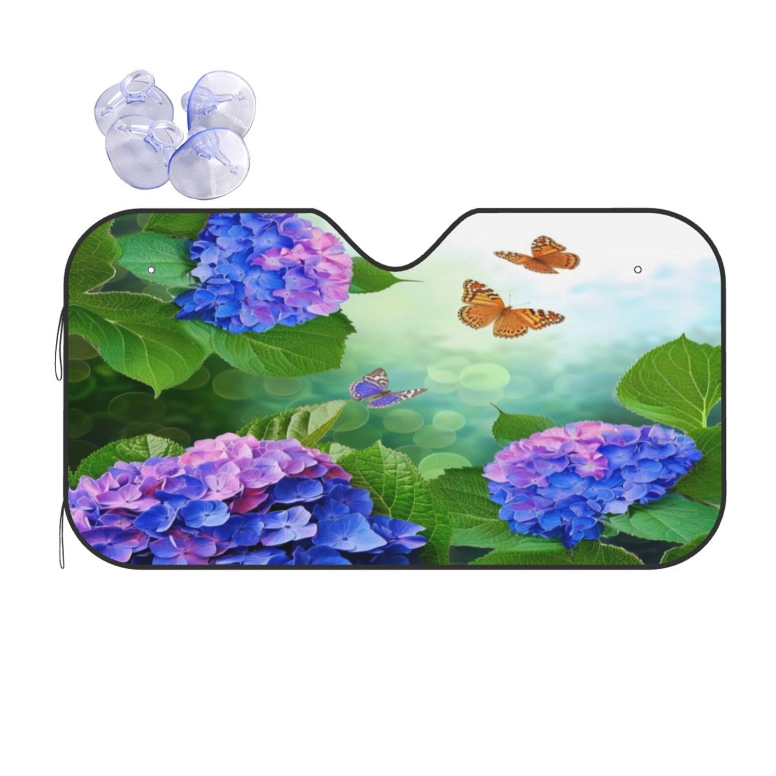 KAKALAD Hydrangea Flowers With Butterflies 03 Universal Windshield Car ...
