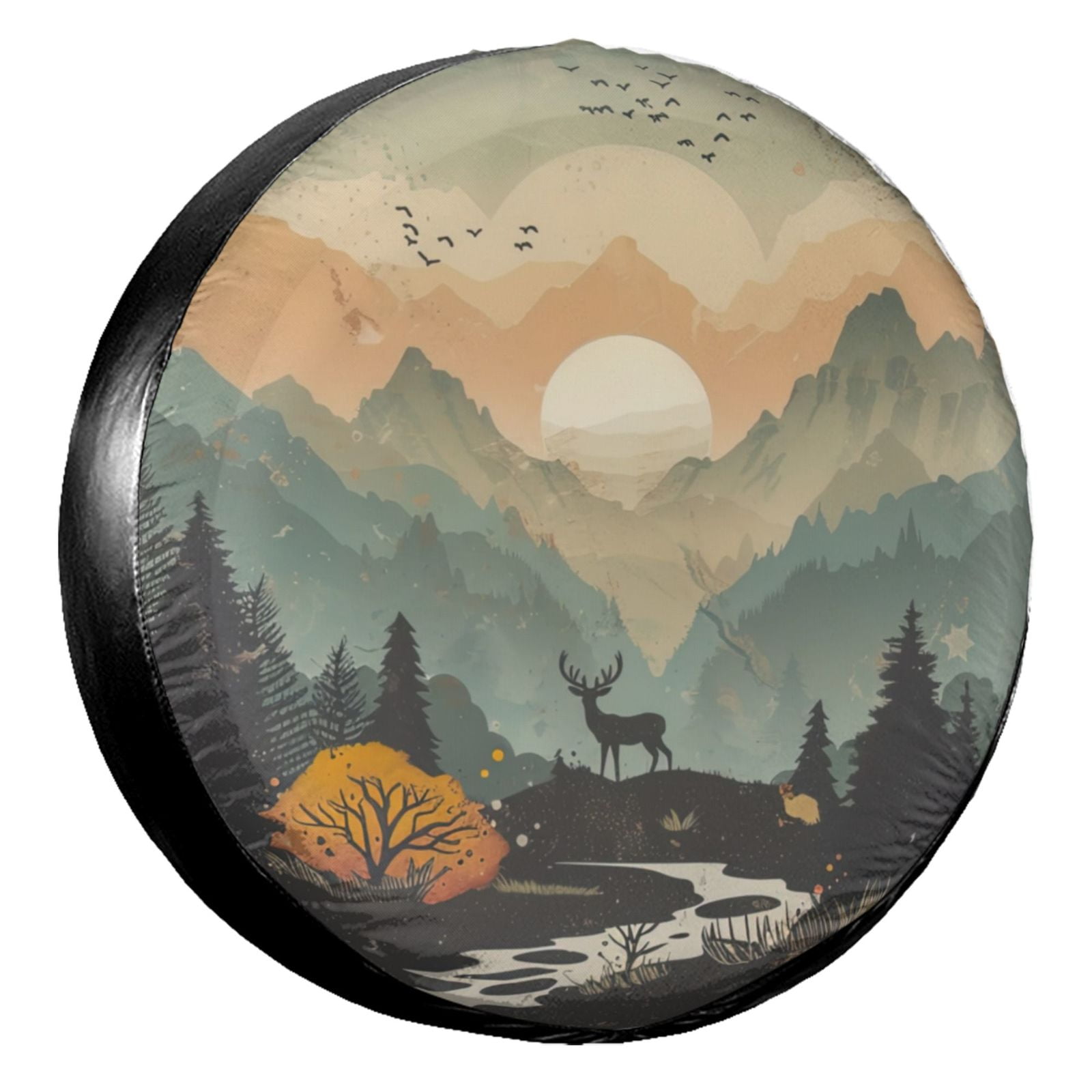 KAKALAD Mountain Landscape Deer Silhouette 01 Spare Tire Cover ...