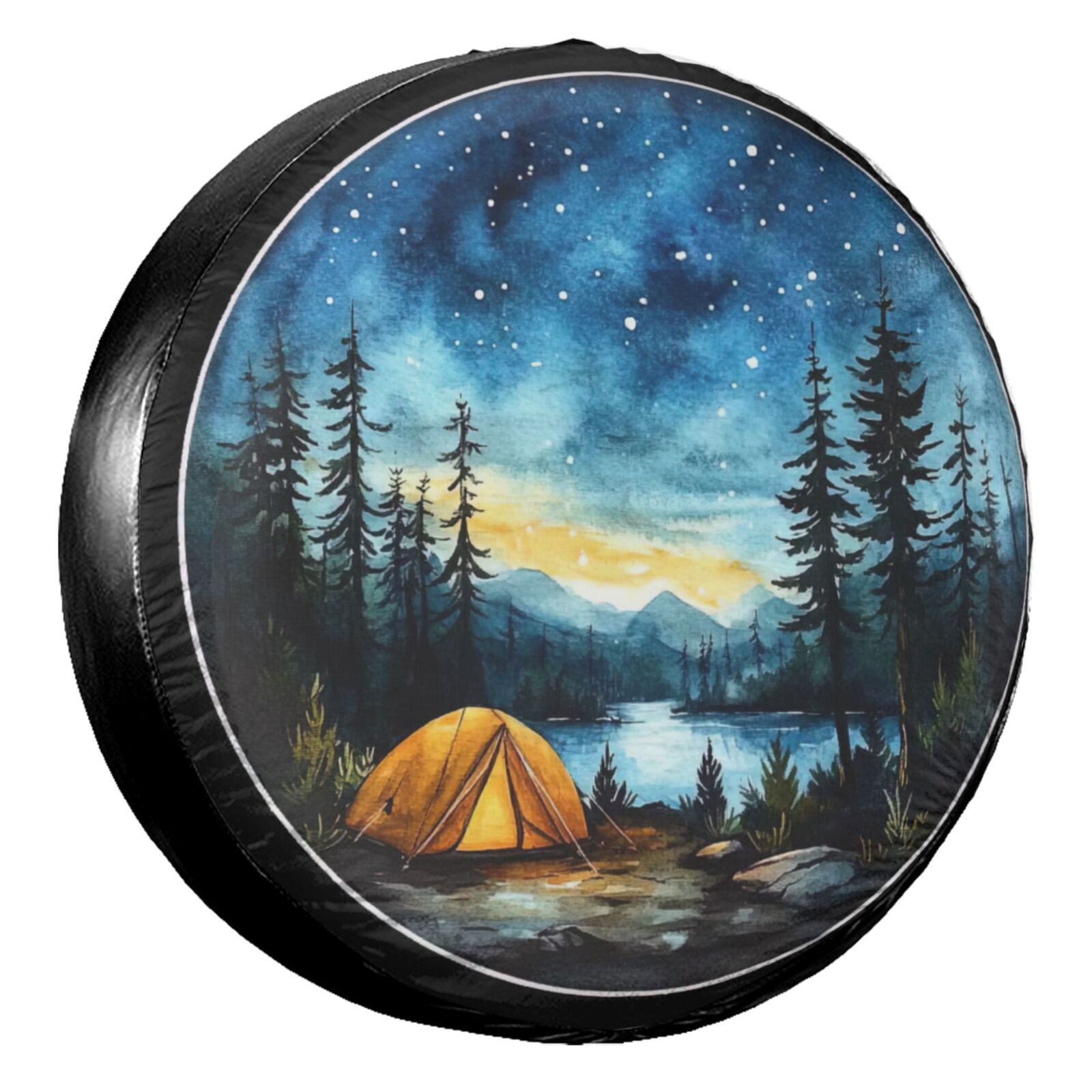 KAKALAD Night Sky Forests Trees Camp Spare Tire Cover Universal Vehicle ...