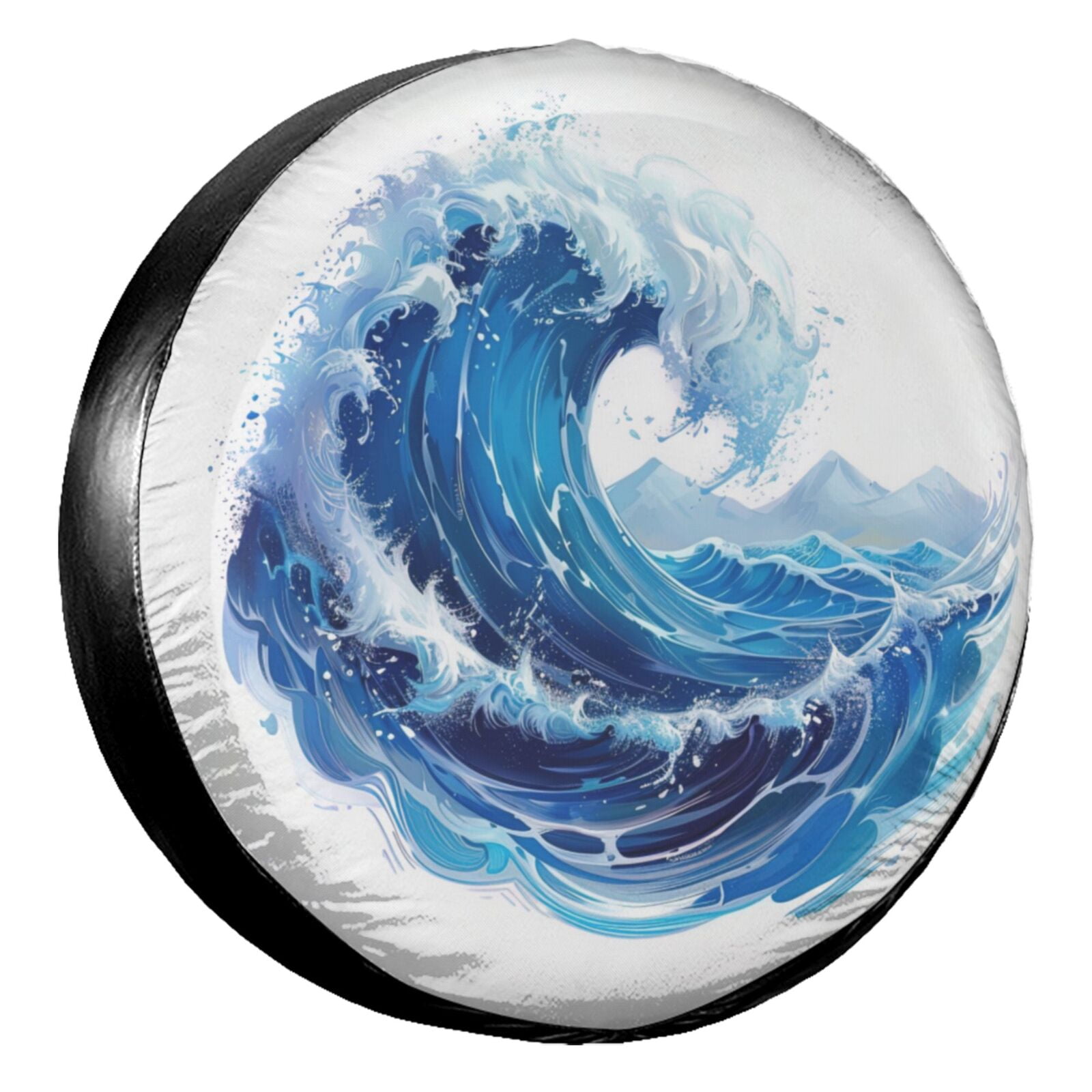 KAKALAD Ocean Wave Blue Waves White Spare Tire Cover Universal Vehicle ...