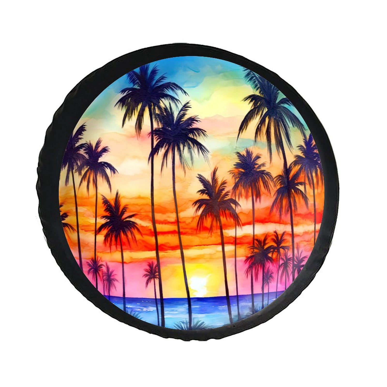 KAKALAD Palm Trees Silhouette at Sunset 01 Spare Tire Cover PVC Leather ...