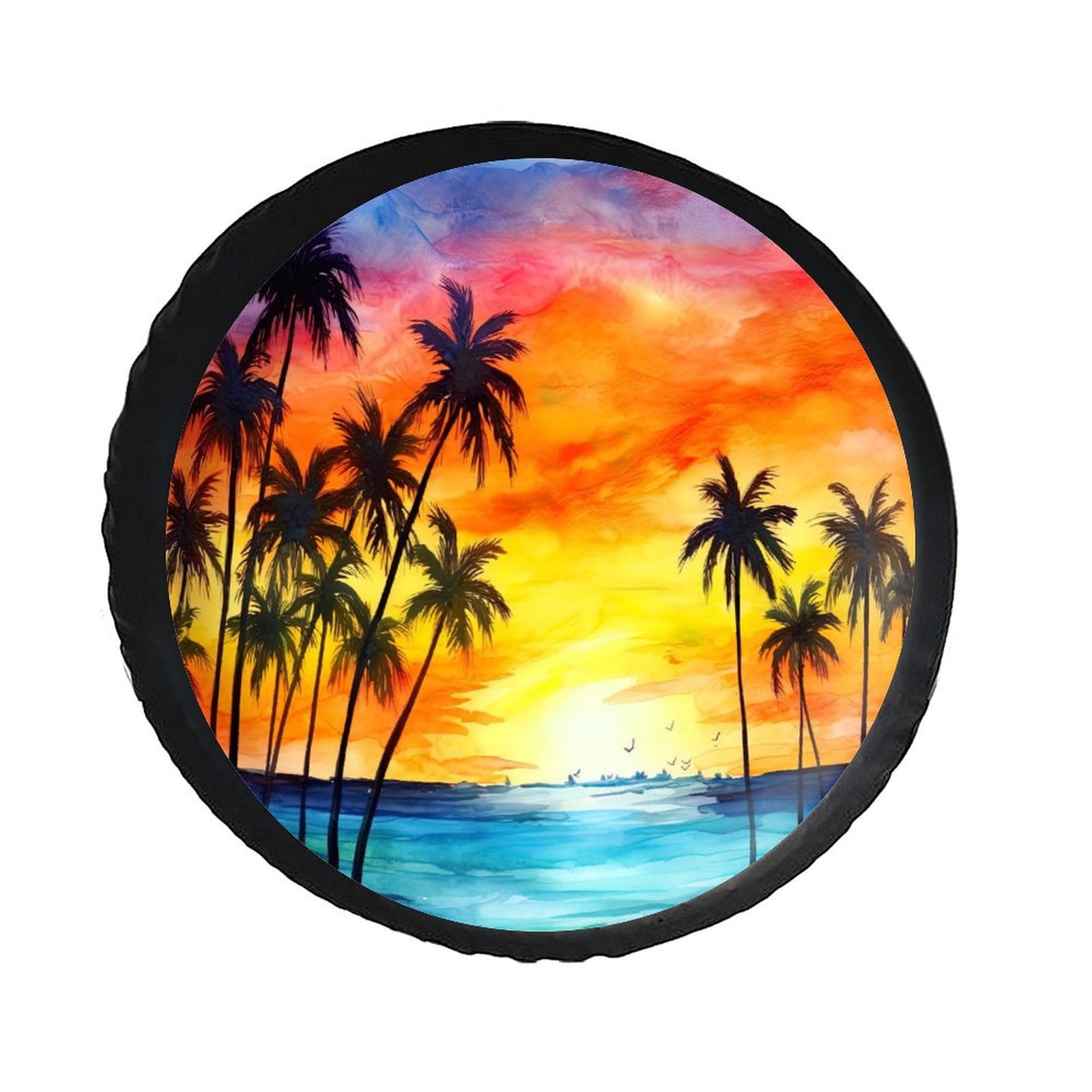 KAKALAD Palm Trees Silhouette at Sunset 02 Spare Tire Cover PVC Leather ...
