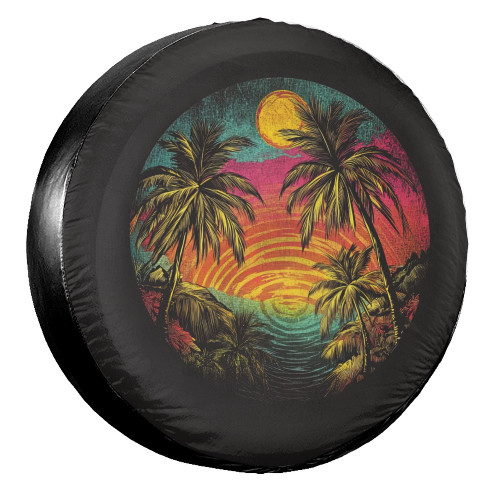KAKALAD Palm Trees Sun Colorful Spare Tire Cover Wheel Protectors ...