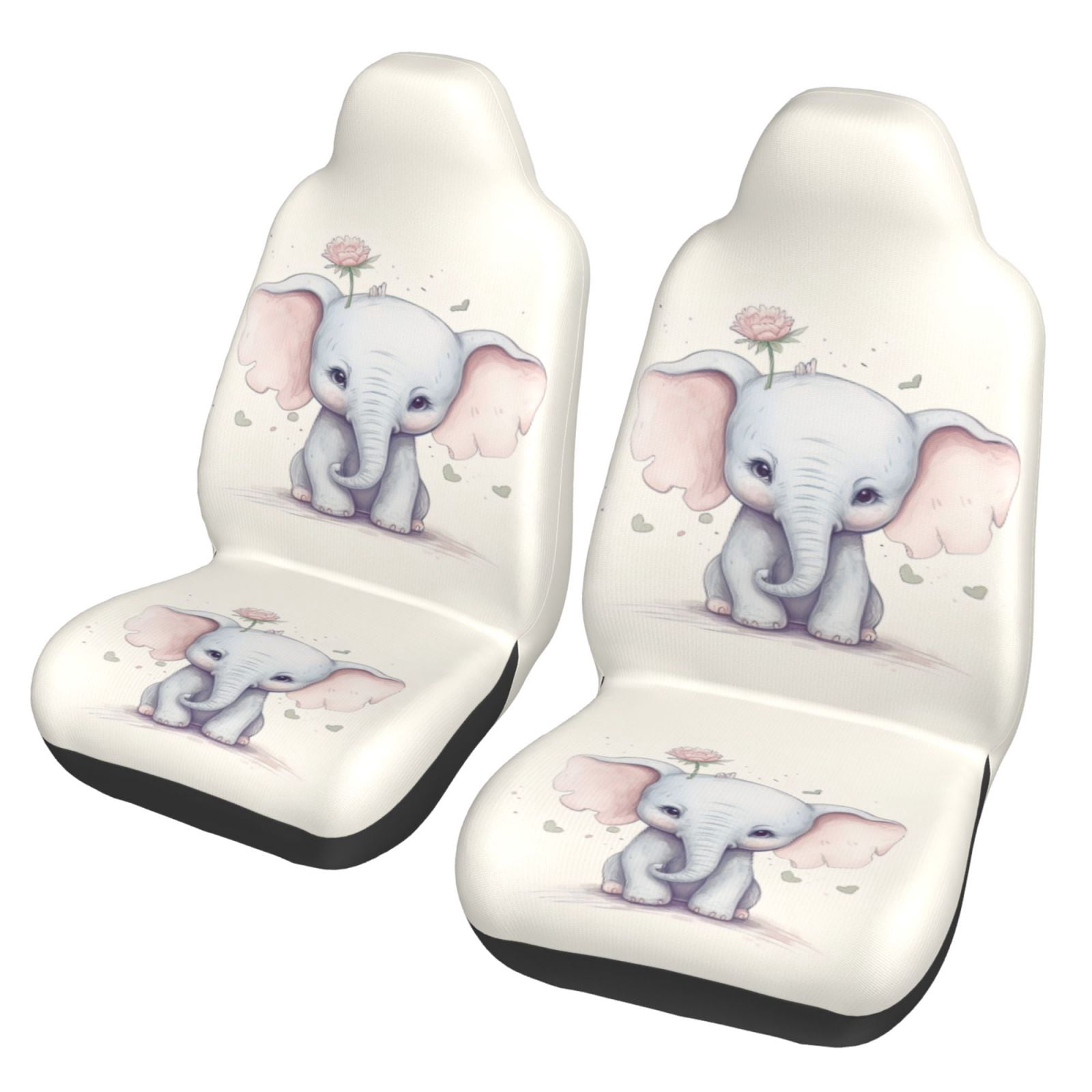 Kakalad Pink Cute Elephant 01 Car Seat Covers Set Vehicle Front Seats