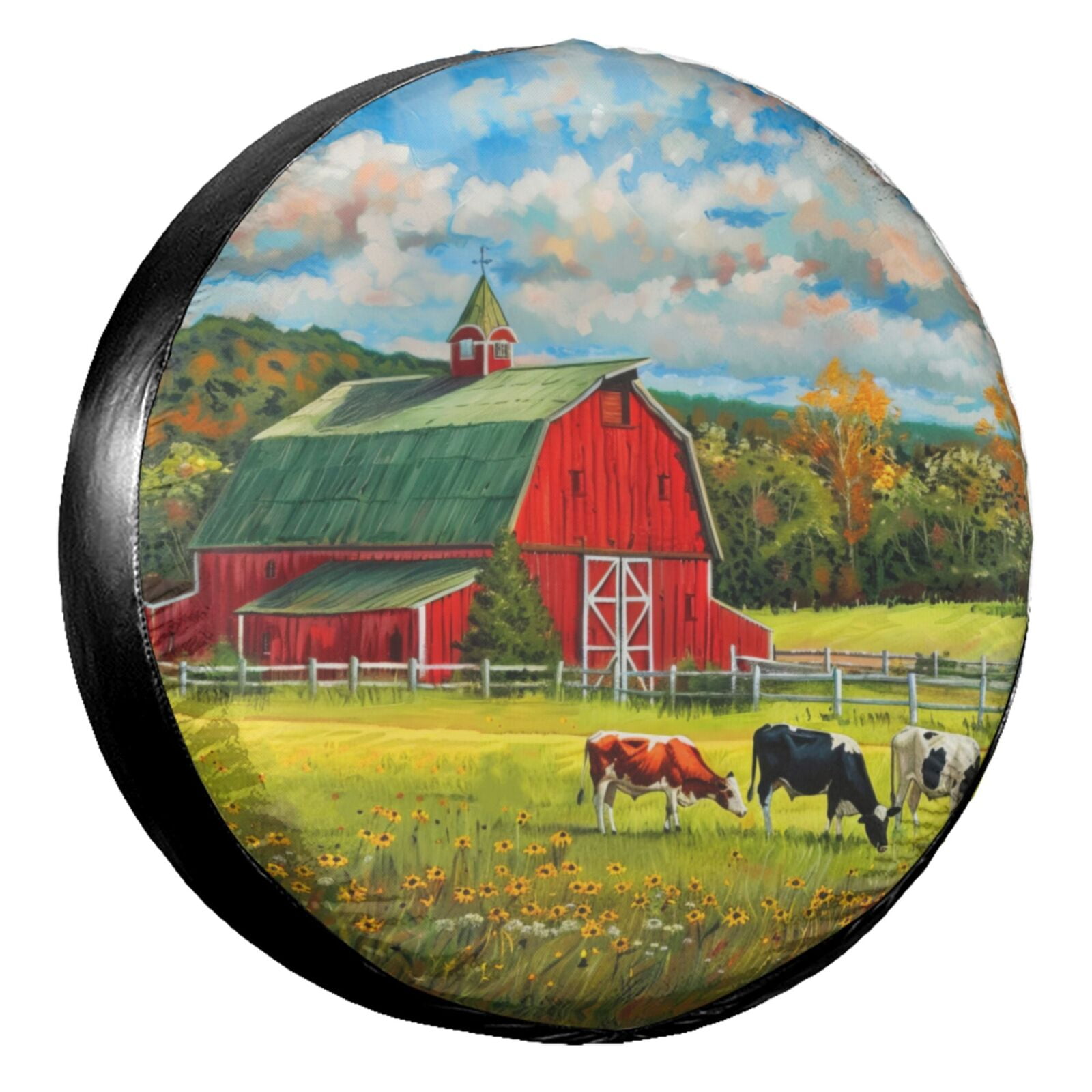 KAKALAD Red Barn And Cows 01 Spare Tire Cover Universal Vehicle ...