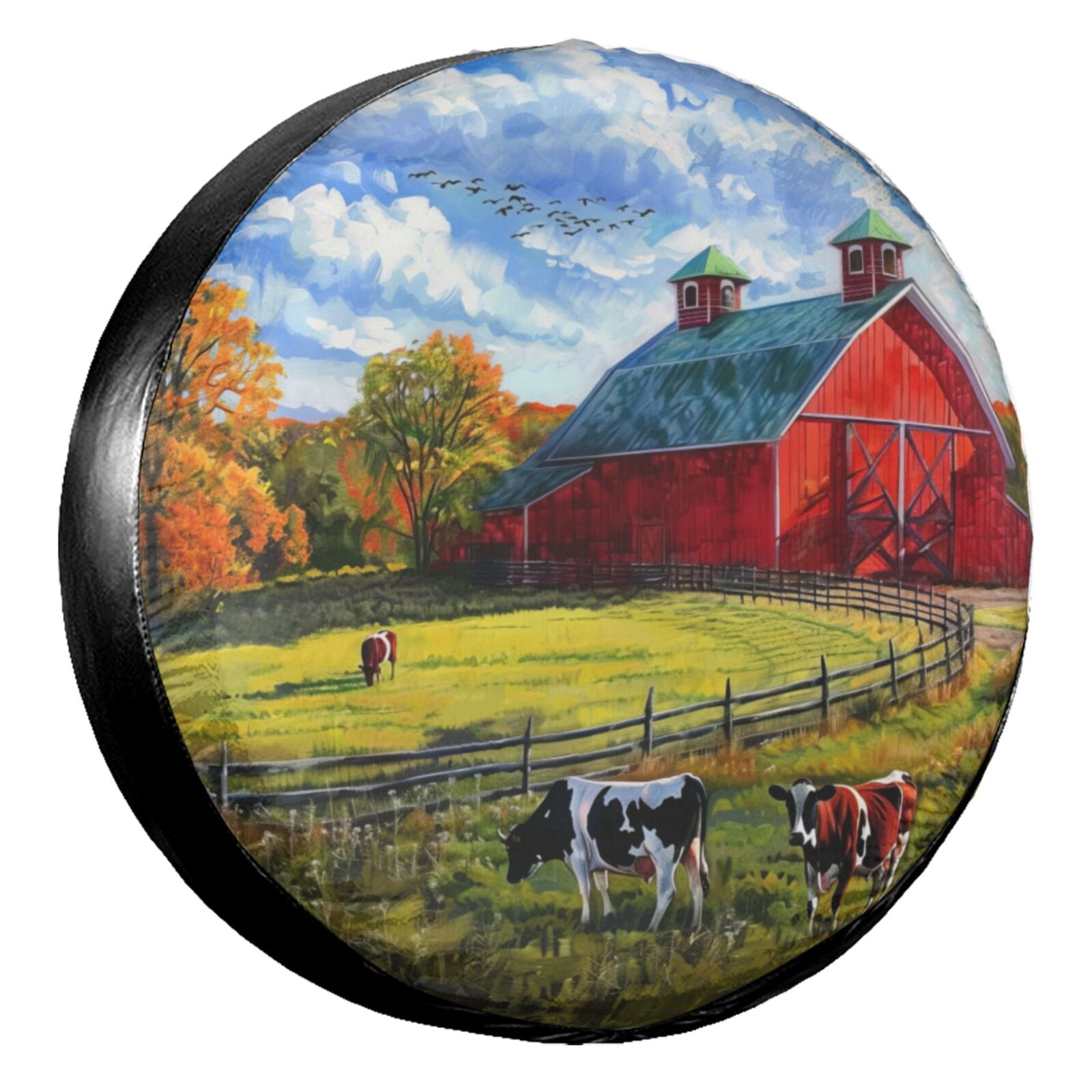 KAKALAD Red Barn And Cows 02 Spare Tire Cover Universal Vehicle ...
