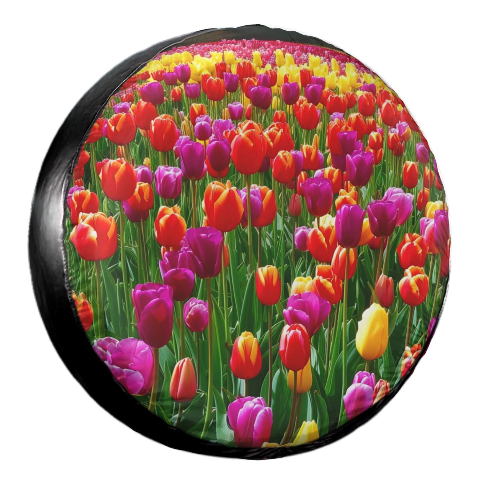 Kakalad Red Purple And Yellow Tulip Fields 02 Spare Tire Cover