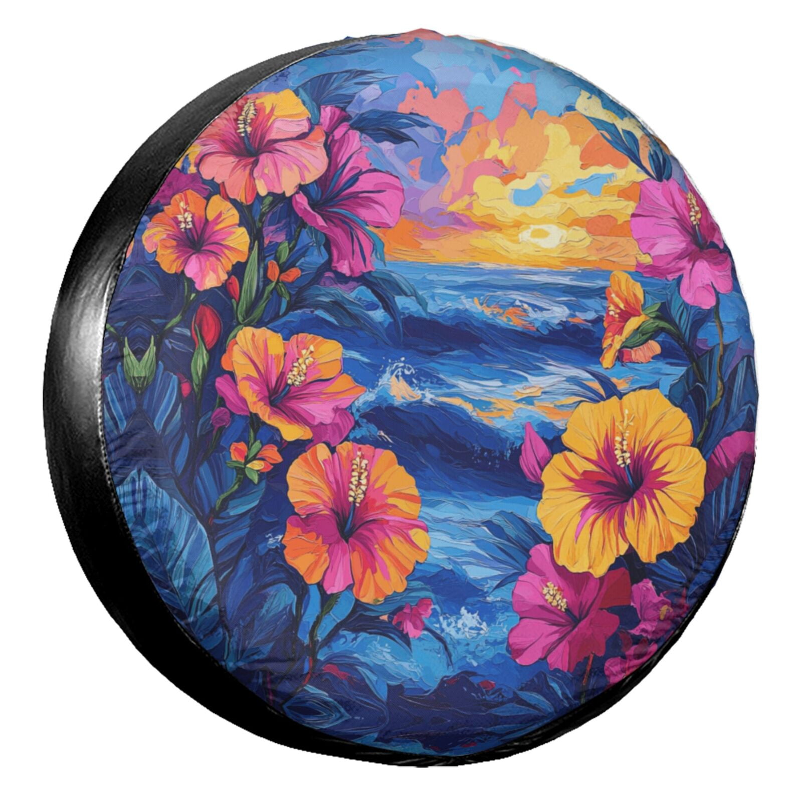 KAKALAD Sea View Flowers Spare Tire Cover Universal Vehicle Accessories ...