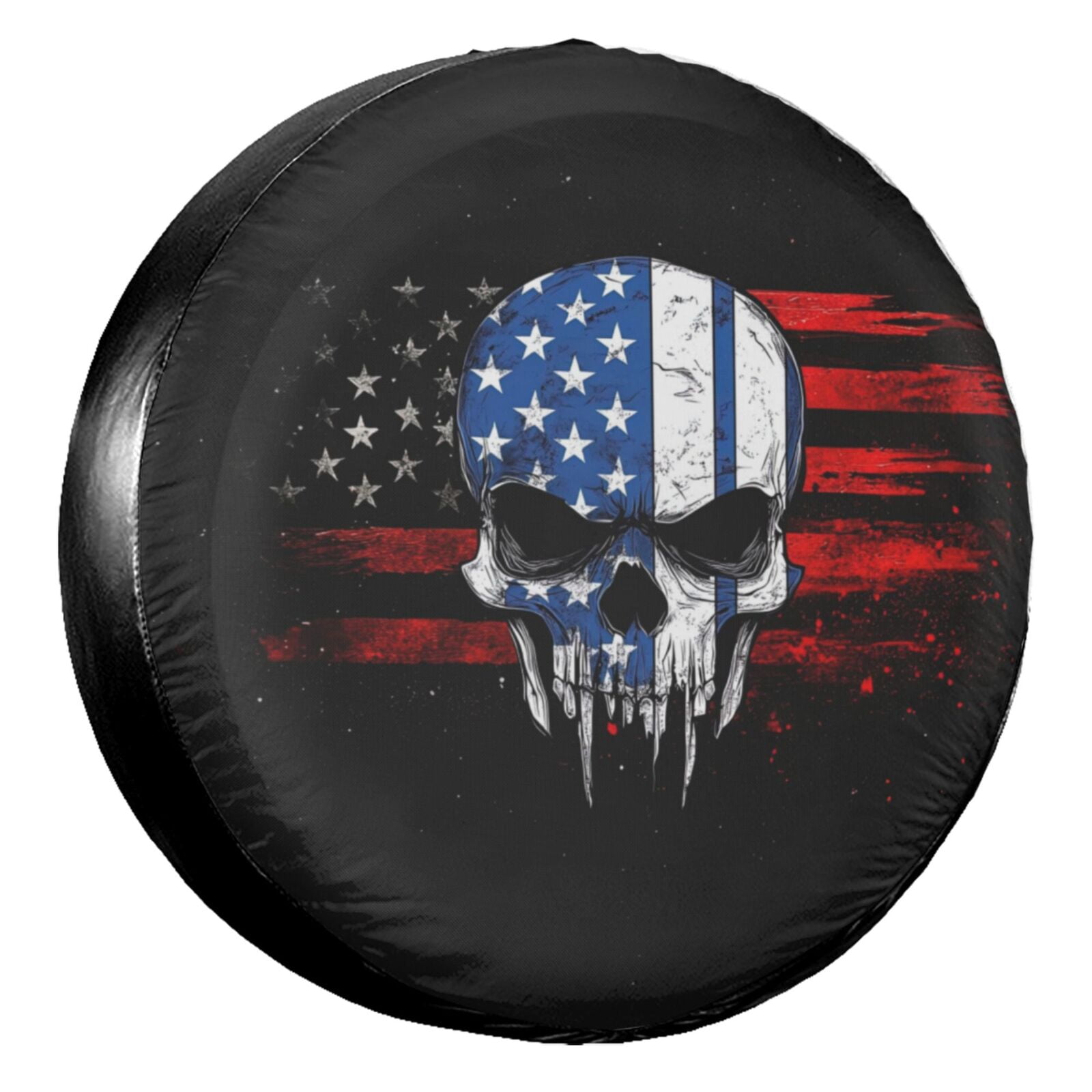 KAKALAD Skull American Flag Blue Thin Line 01 Spare Tire Cover ...
