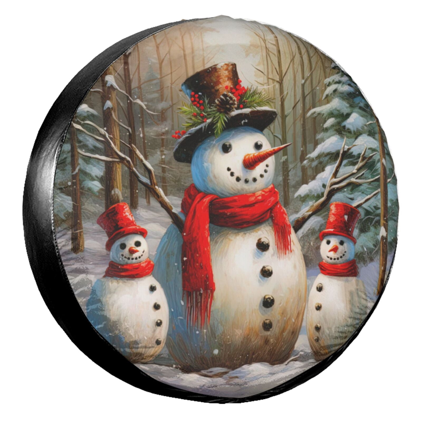 KAKALAD Snowman Trees Seasonal Xmas Holiday Rustic 01 Spare Tire Cover ...