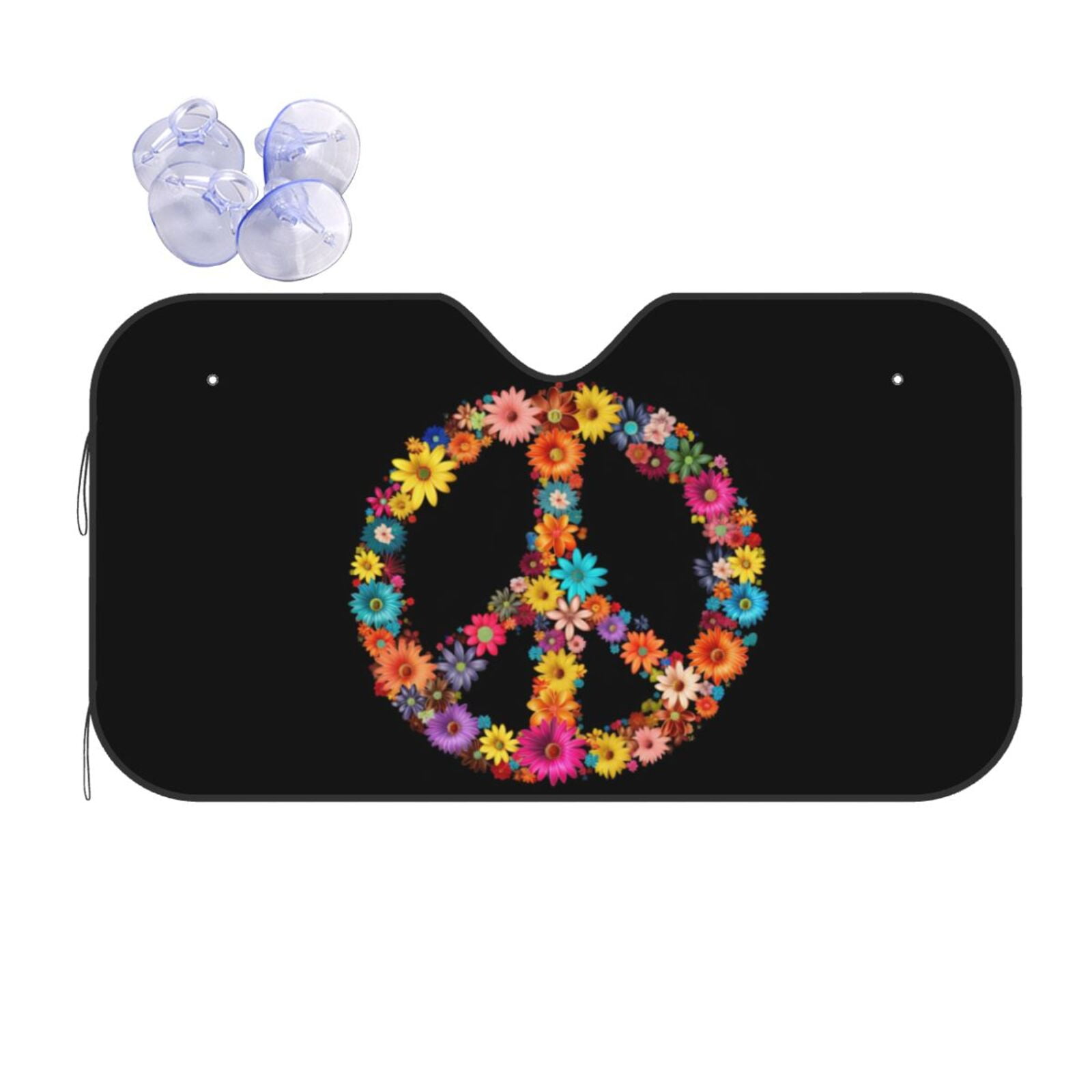 KAKALAD Spring Peace Sign Flower Symbol 02 Universal Windshield Car Sun ...