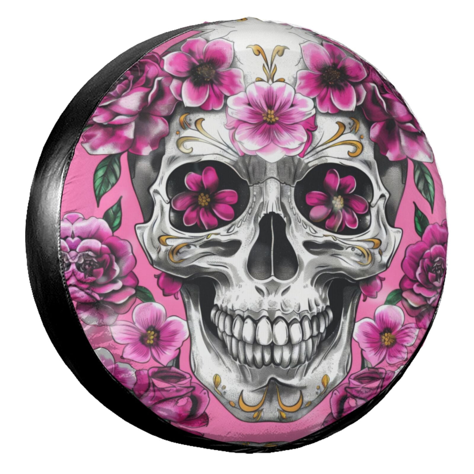 KAKALAD Sugar Skull Skeleton Flower Pink 06 Universal Spare Tire Cover ...