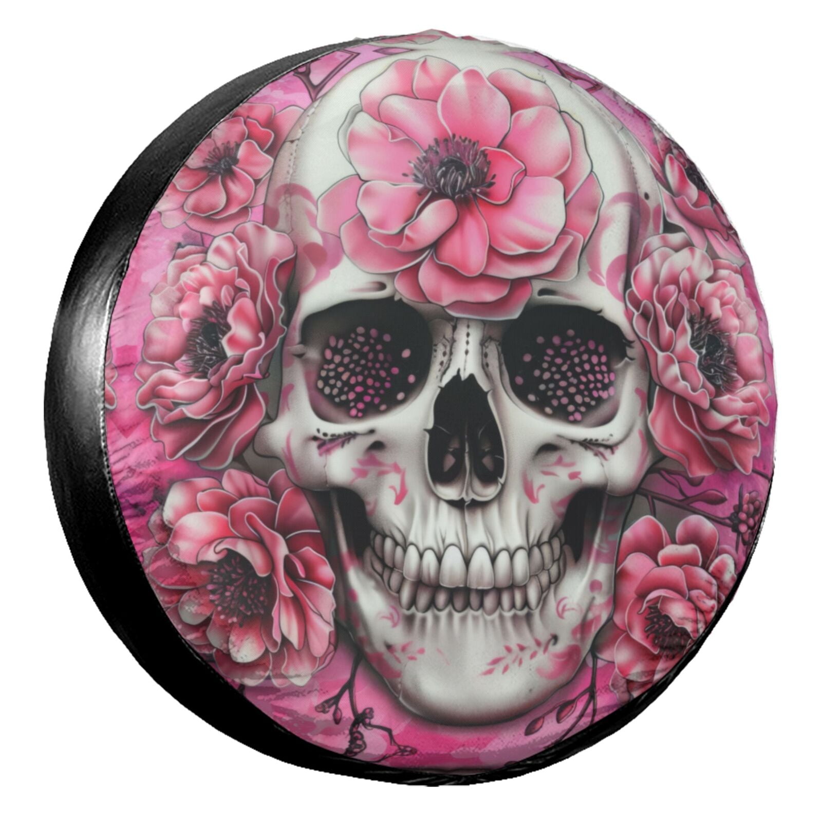KAKALAD Sugar Skull Skeleton Flower Pink 07 Universal Spare Tire Cover ...