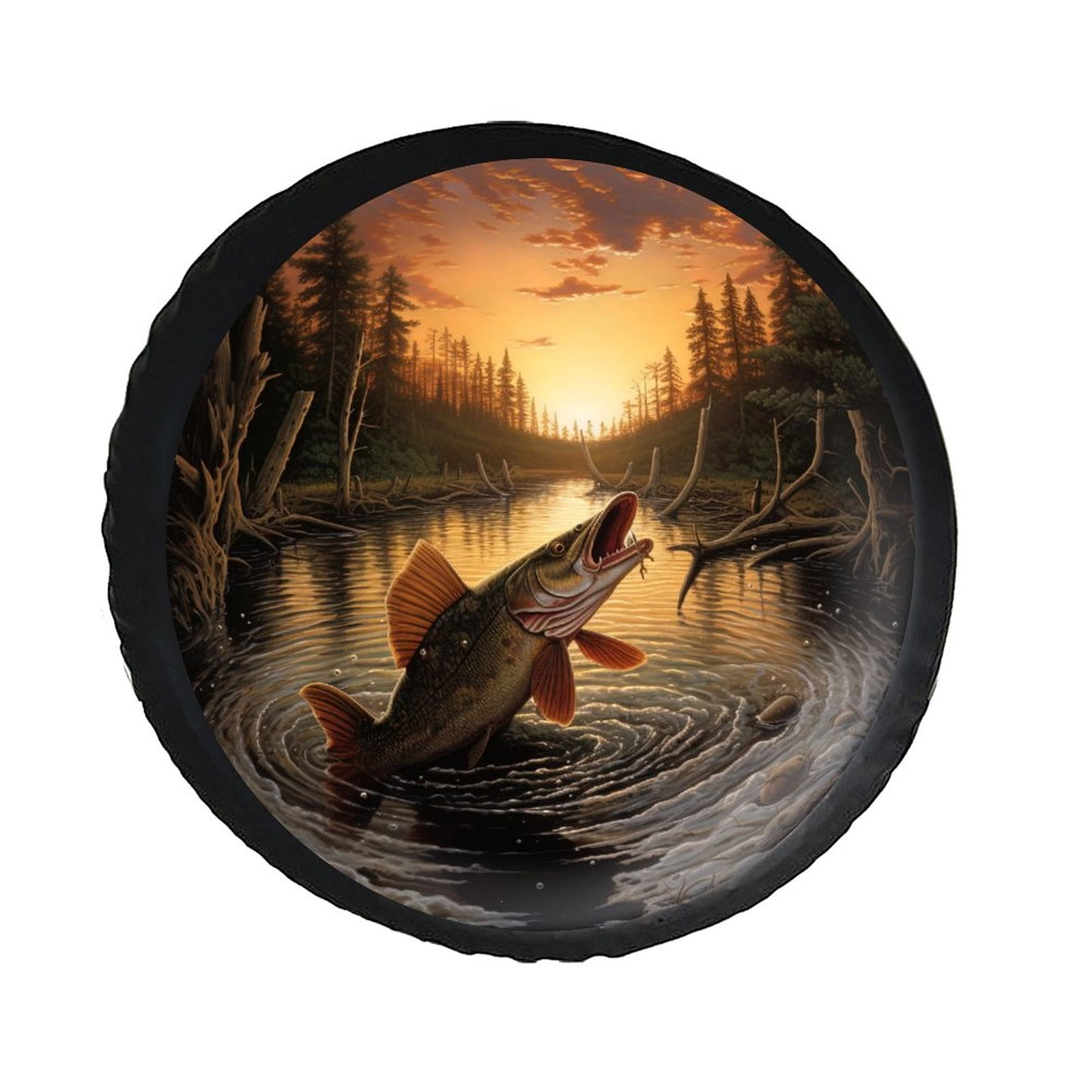 KAKALAD Sunrise Forests Fish Jumping 01 Spare Tire Cover PVC Leather ...