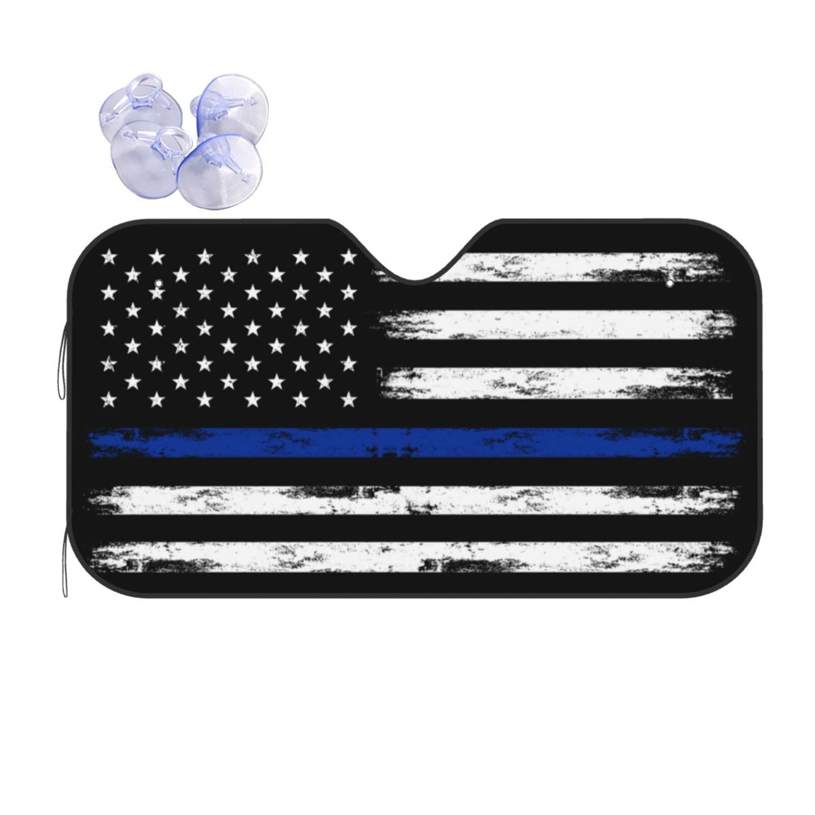 KAKALAD Thin Blue Line American Flag Universal Windshield Car Sun ...