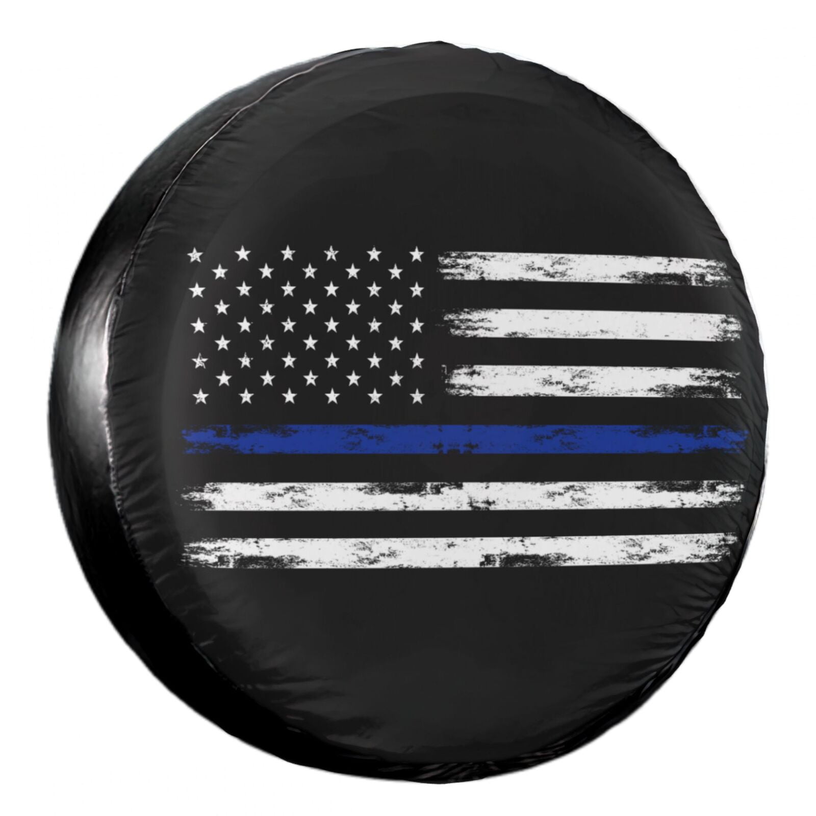 KAKALAD Thin blue line american flag Spare Tire Cover Weatherproof Universal Vehicle Accessories ...