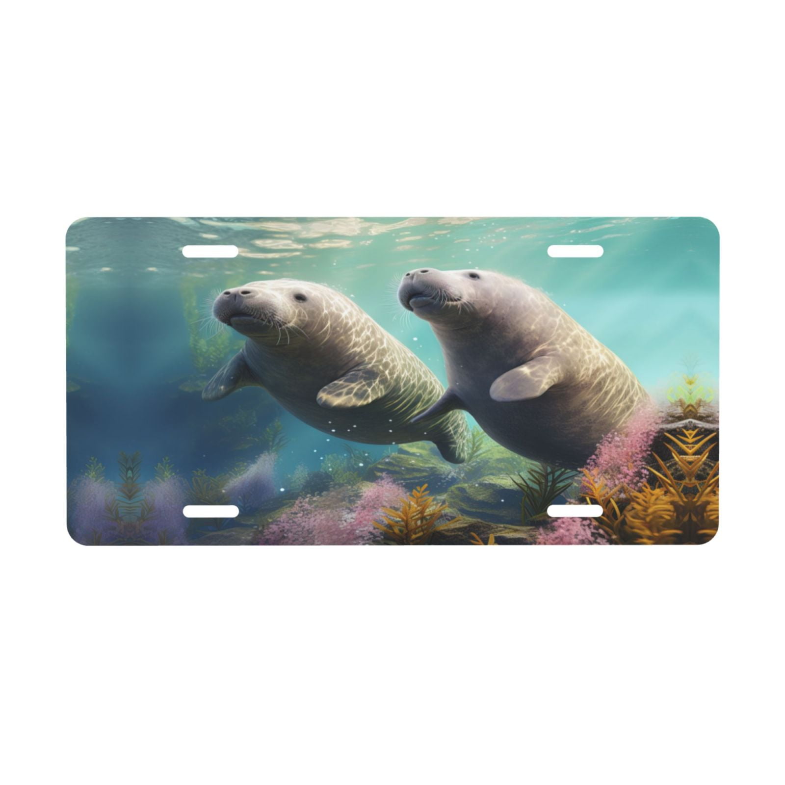 KAKALAD Underwater Ocean Sea Wildlife Manatee 01 Aluminum Universal Car ...