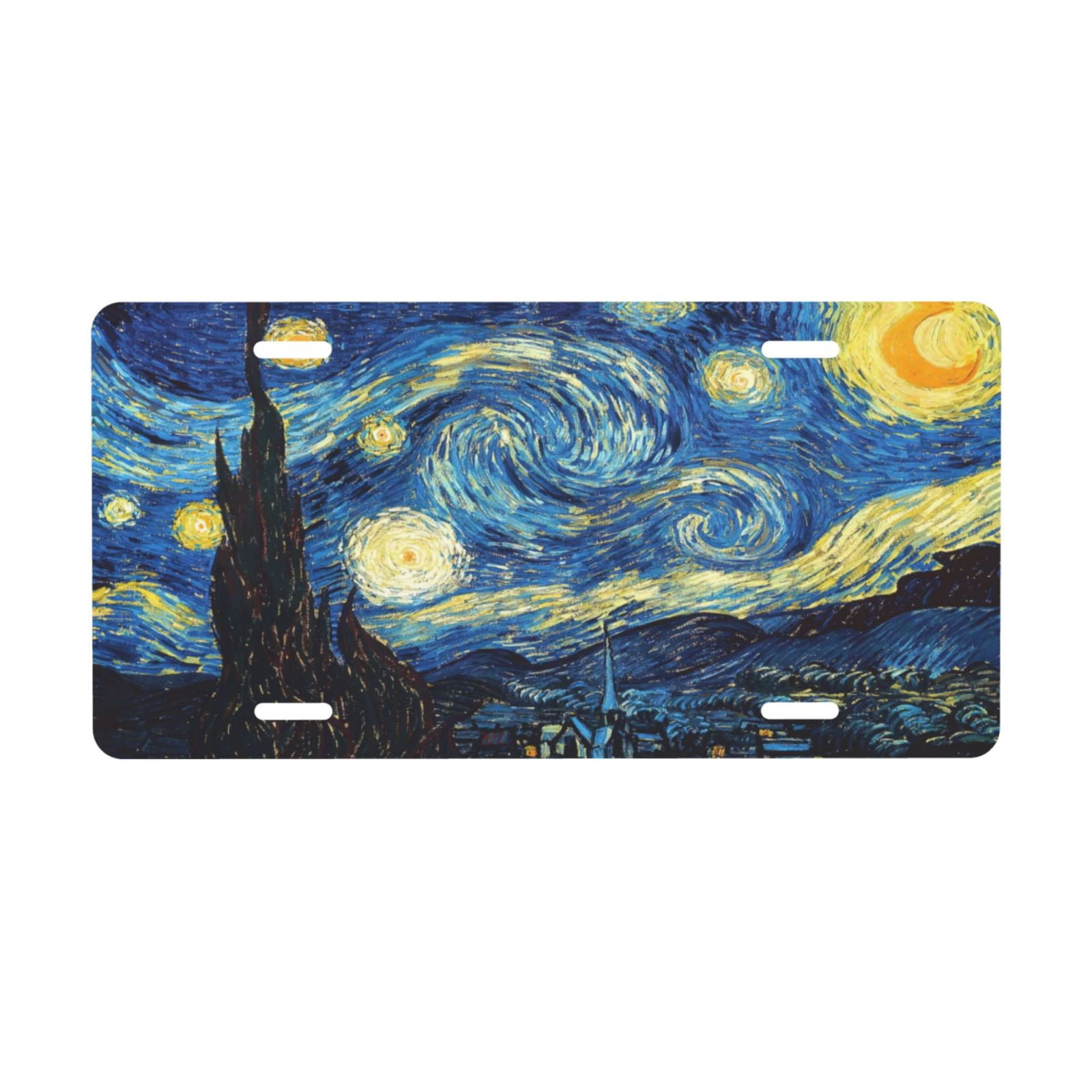 KAKALAD Van Gogh Starry Sky Aluminum Universal Car Vehicles License ...