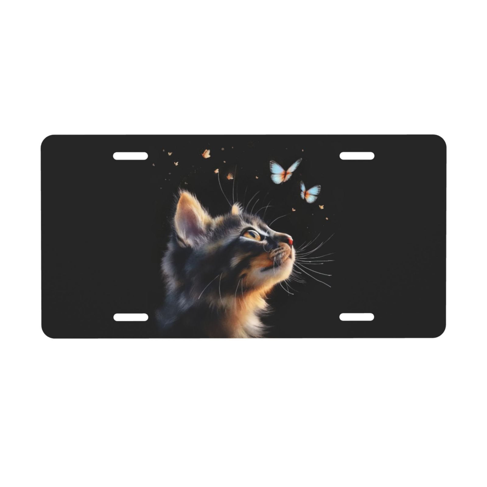 KAKALAD Watercolor Cat Butterfly Animal 01 Aluminum Universal Car ...