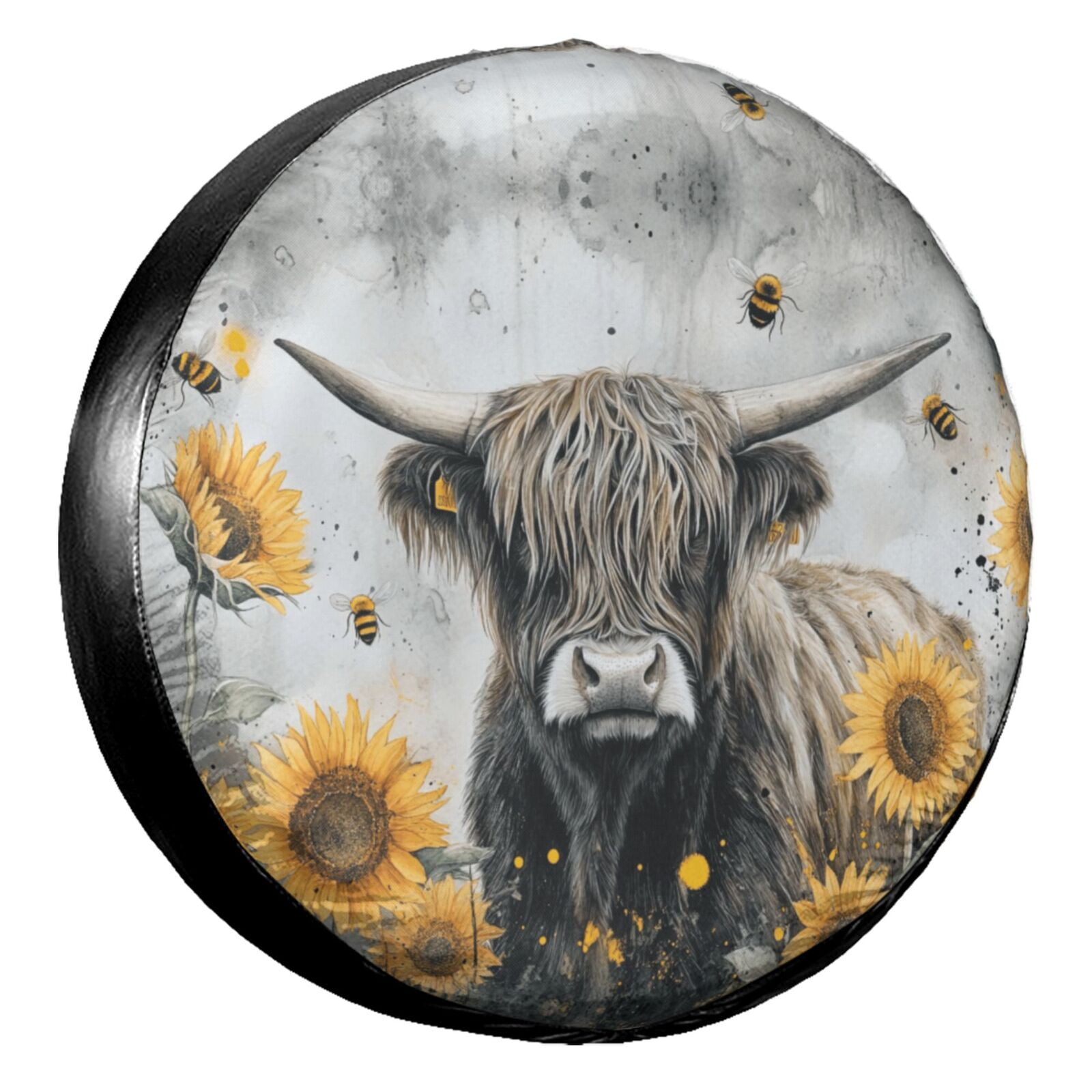 KAKALAD Watercolor Painting Highland Cow Spare Tire Cover Universal ...
