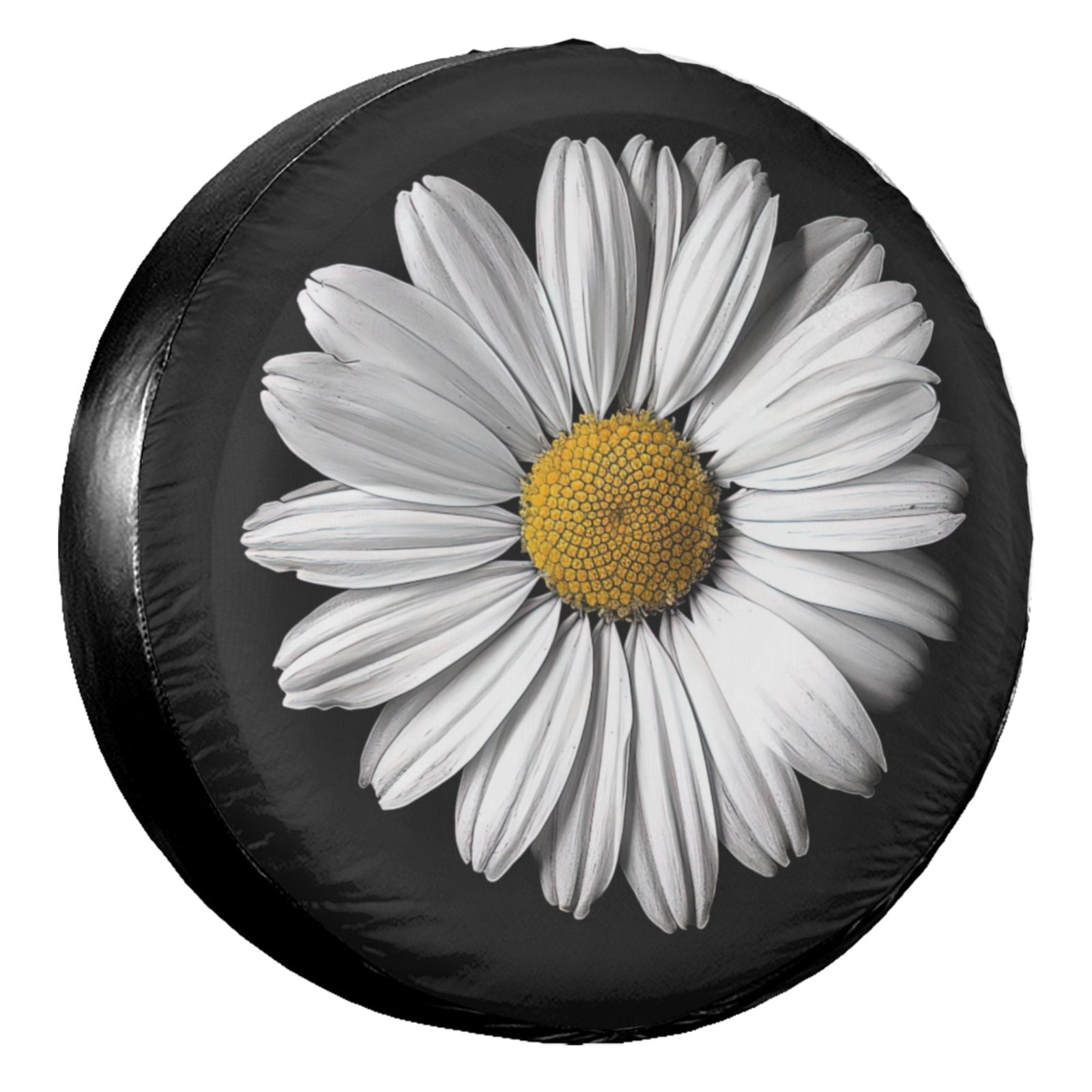 KAKALAD White Daisy Black Spare Tire Cover Universal Car Vehicle Tools ...