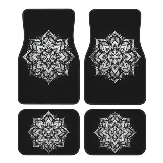 KAKALAD White Mandala 03 Car Floor Mats 4PC Set Carpet Protection ...