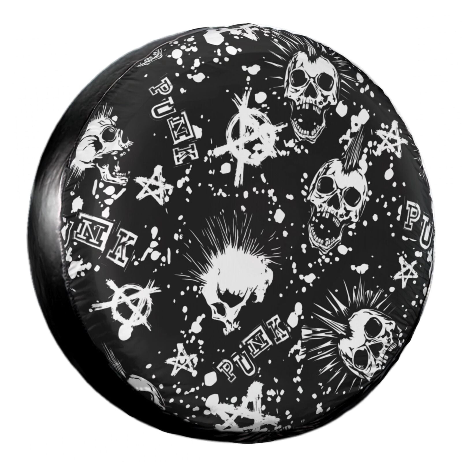 KAKALAD White punk skull mohawk hair black vintage Spare Tire Cover ...