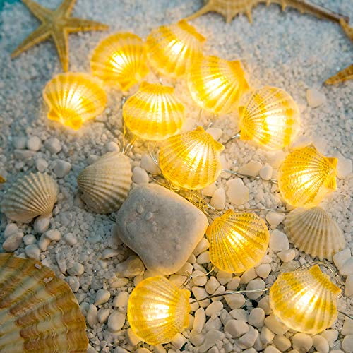 KAKANA Ocean Theme Decorative String Light Small Faint Yellow Shell ...