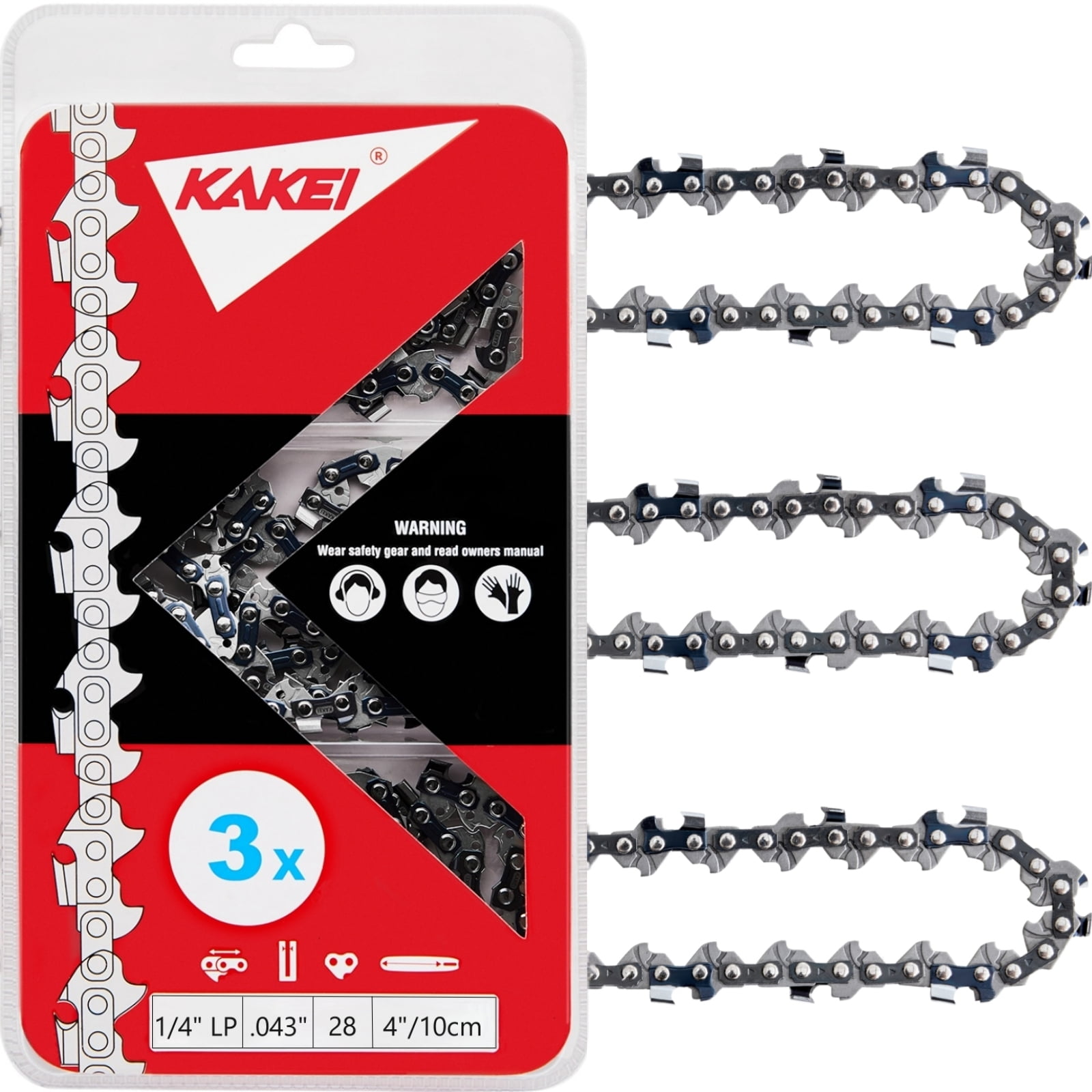 KAKEI GTA 26 - 4 Inch Chainsaw Chain 1/4" LP Pitch .043" Gauge 28 Drive ...