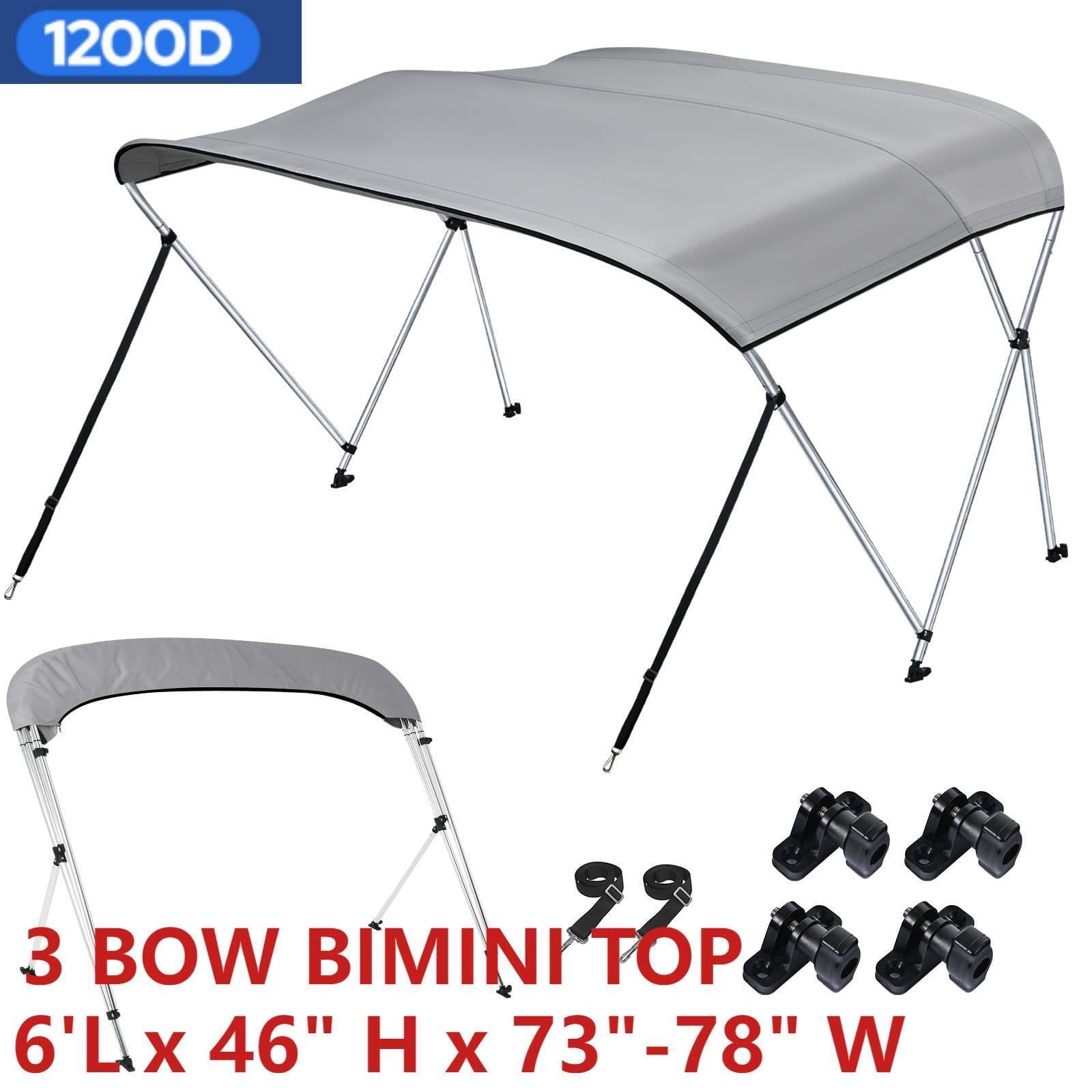KAKIT 3 4 Bow Bimini Tops for Boats 1200D Oxford Boat Canopy Includes ...