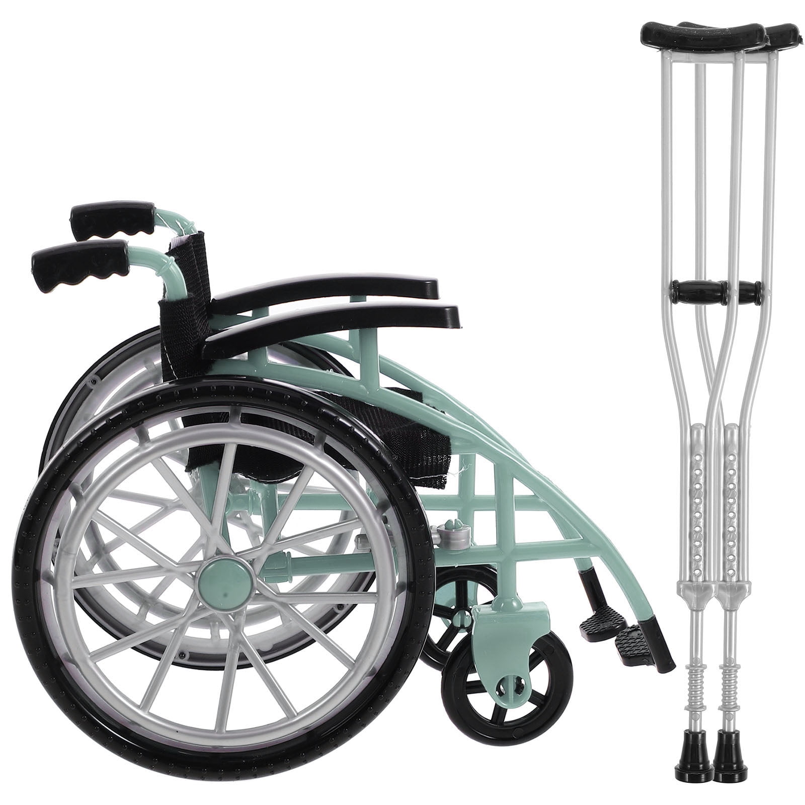 KAKOWELY 1 Set Plastic Toy Wheelchair and Mini Crutch Model for ...