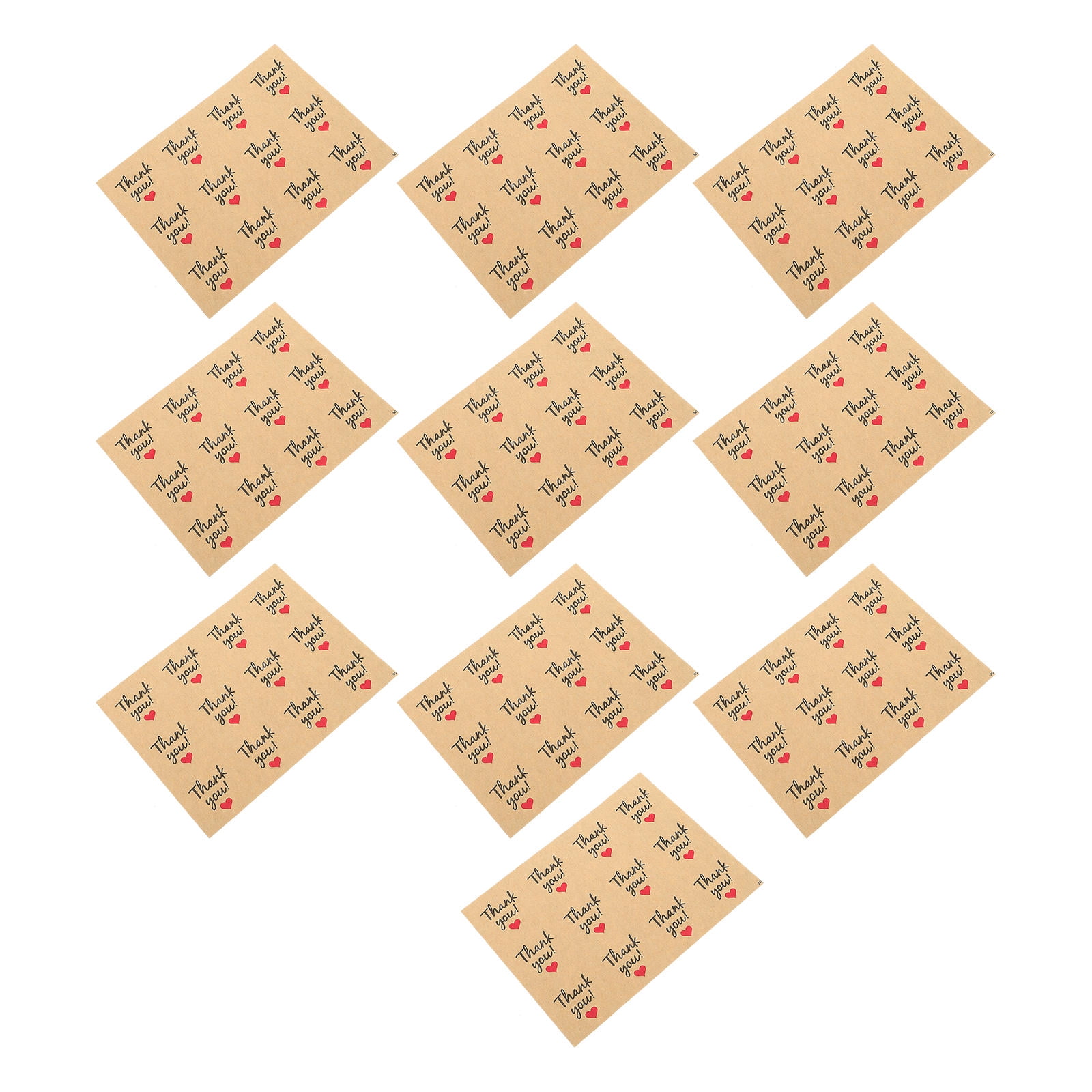 KAKOWELY 10 Sheets Packaging Stickers Light Brown Kraft Paper Square ...