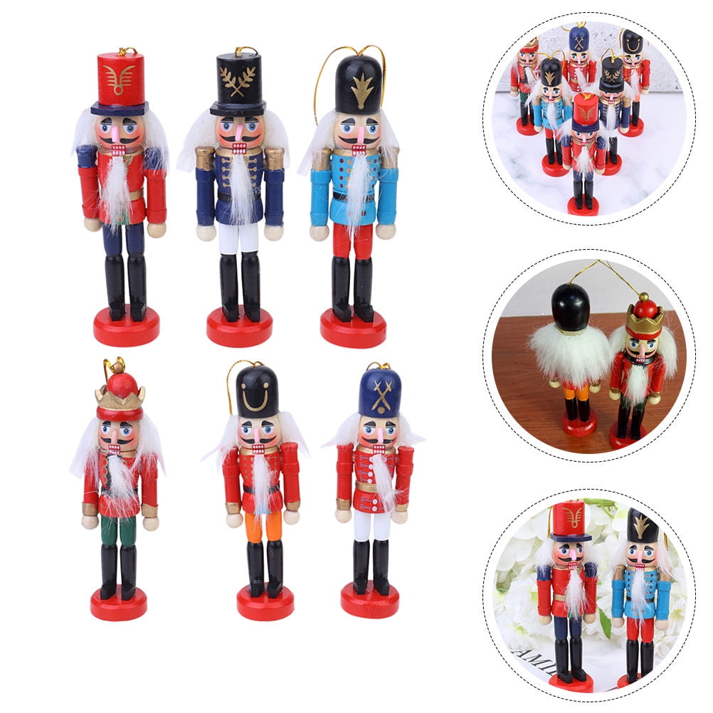 KAKOWELY 12Pack Nutcracker Puppet Wooden Figurines with Colorful Design ...