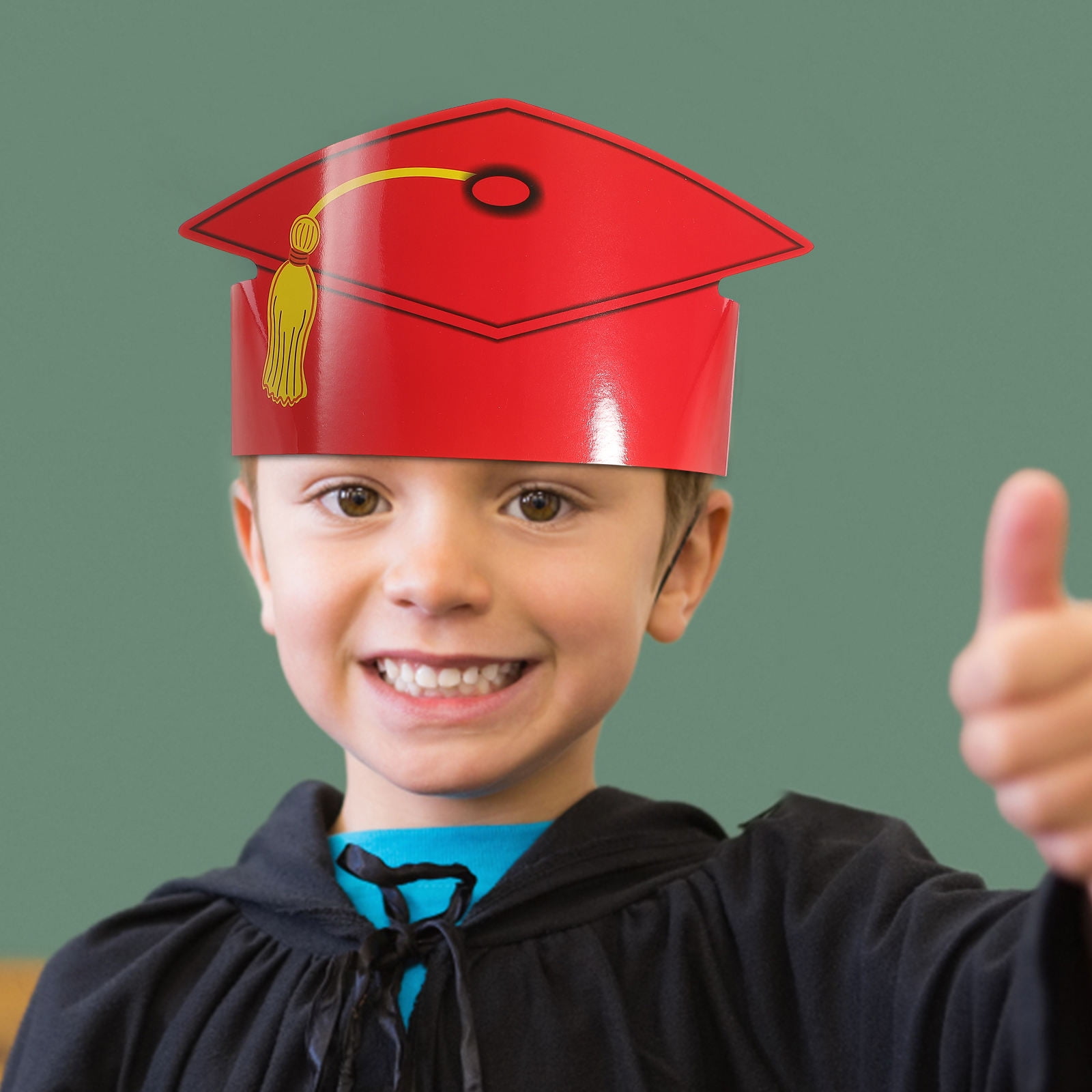 KAKOWELY 12Pcs Kids Graduation Cap Square Brim Paper Hats Red 35X10Cm ...