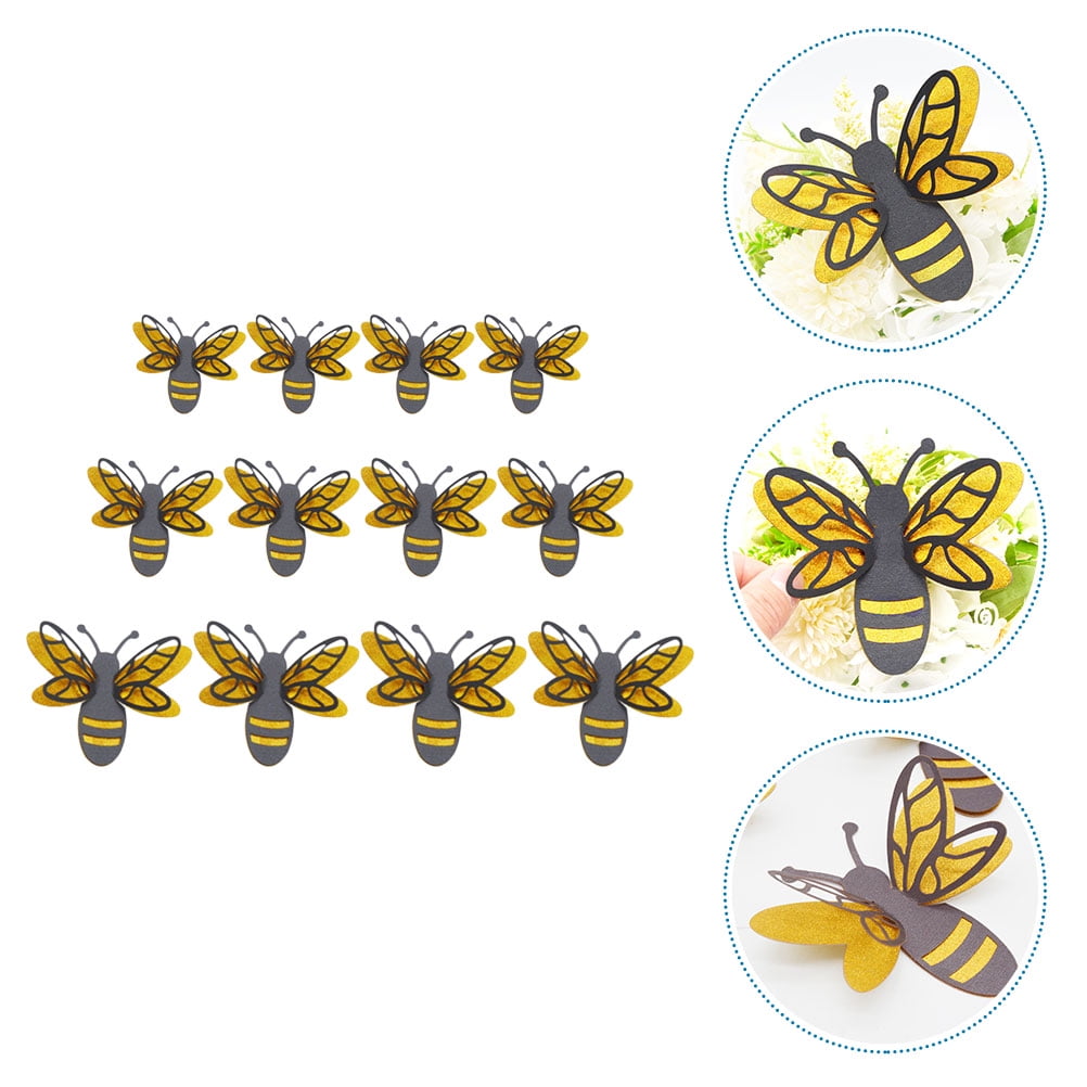 KAKOWELY 12X10.5X0.1in 3D Bee Wall Decals Iridescent Paper Delicate ...
