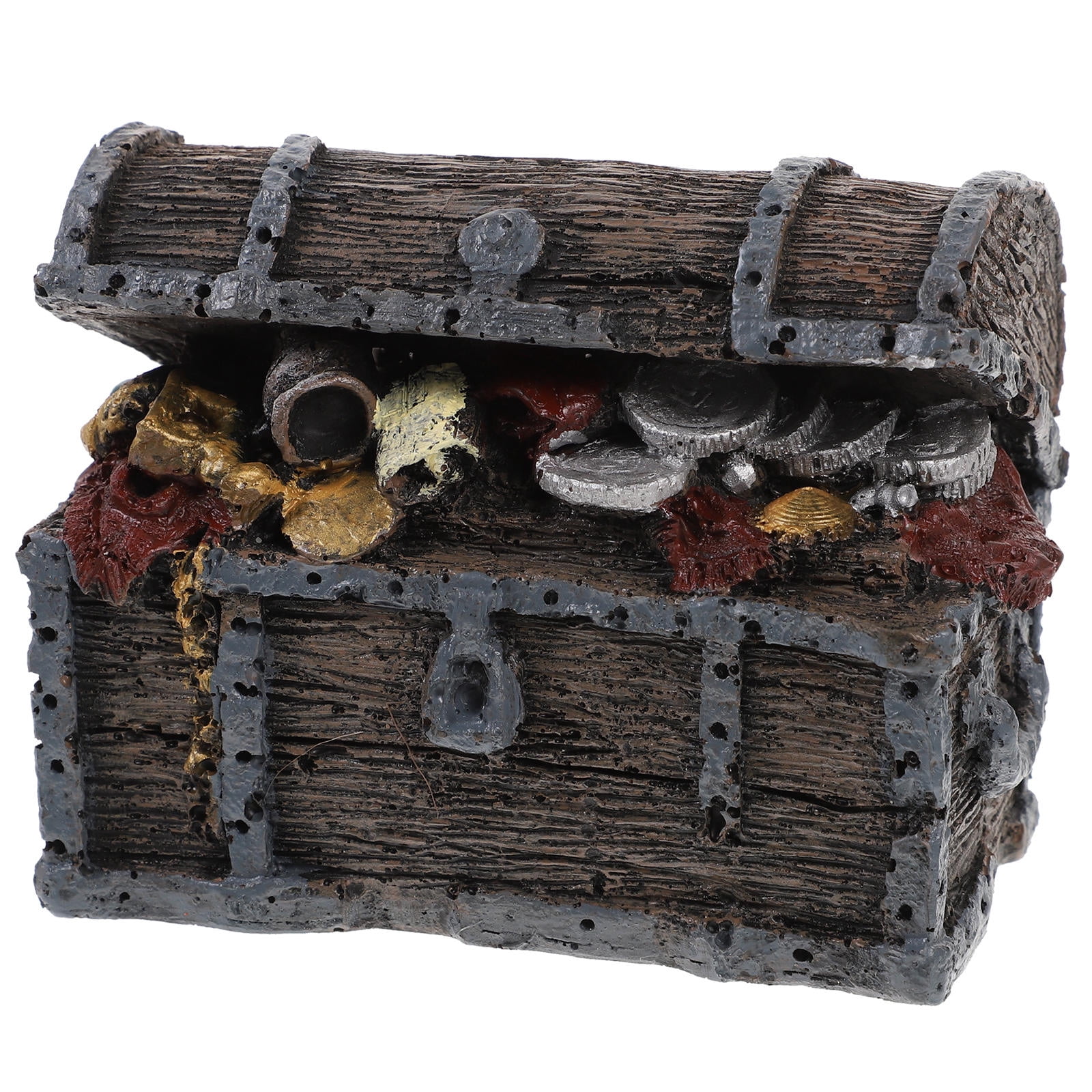 KAKOWELY 1Pack Aquarium Decoration Grey Treasure Chest for Small ...