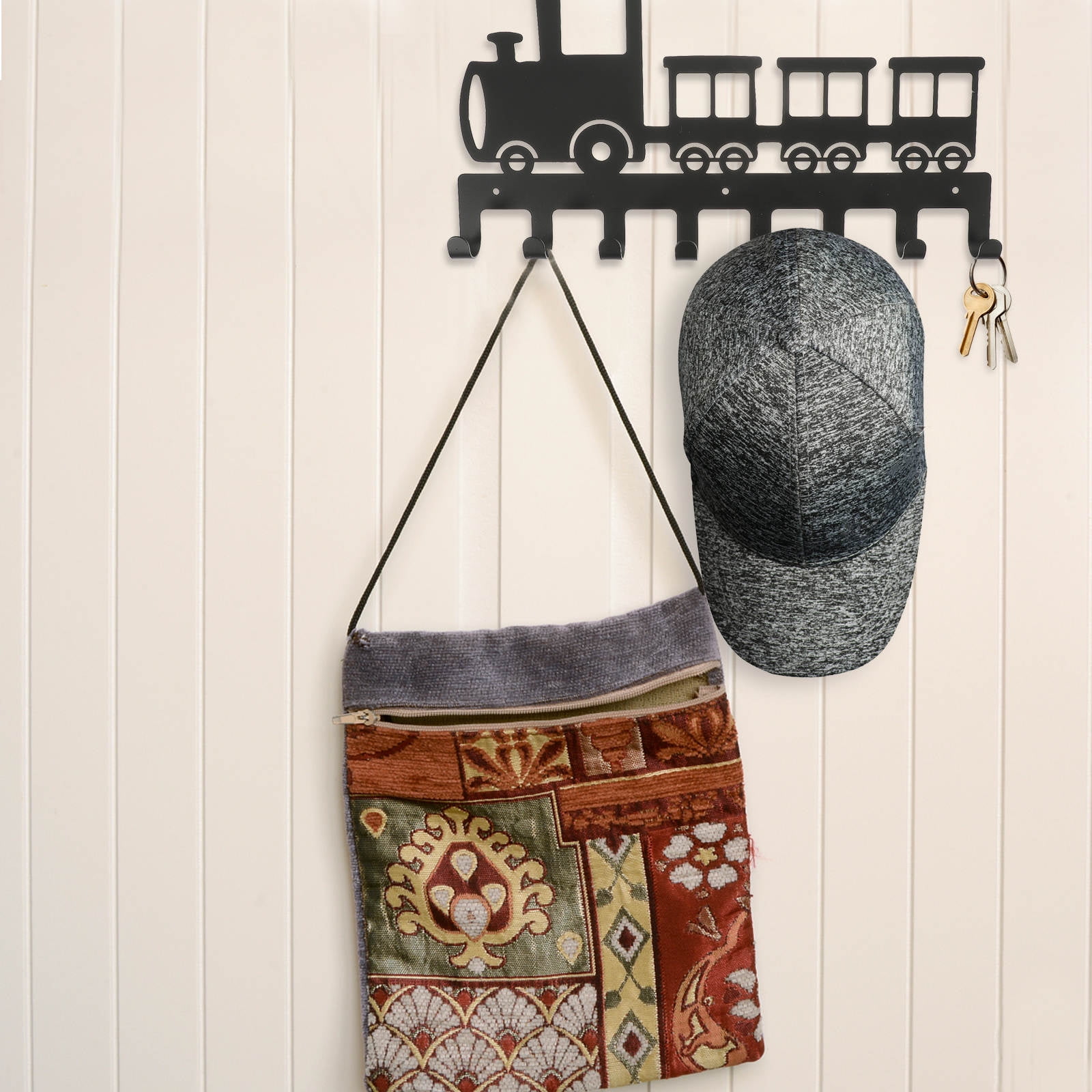KAKOWELY 1Pack Black Wall Mount Rack For Hanging Hats And Towels In ...