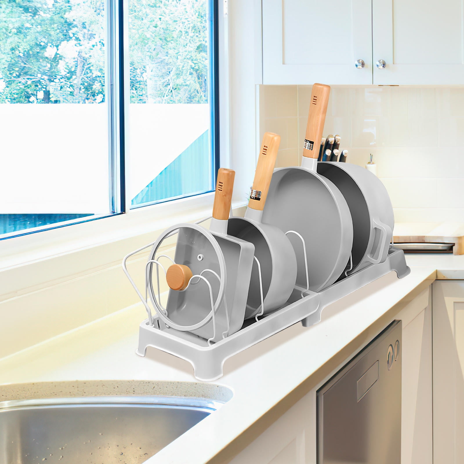 KAKOWELY 1Pack Dish Drainers for Kitchen Counter White Rectangular ...