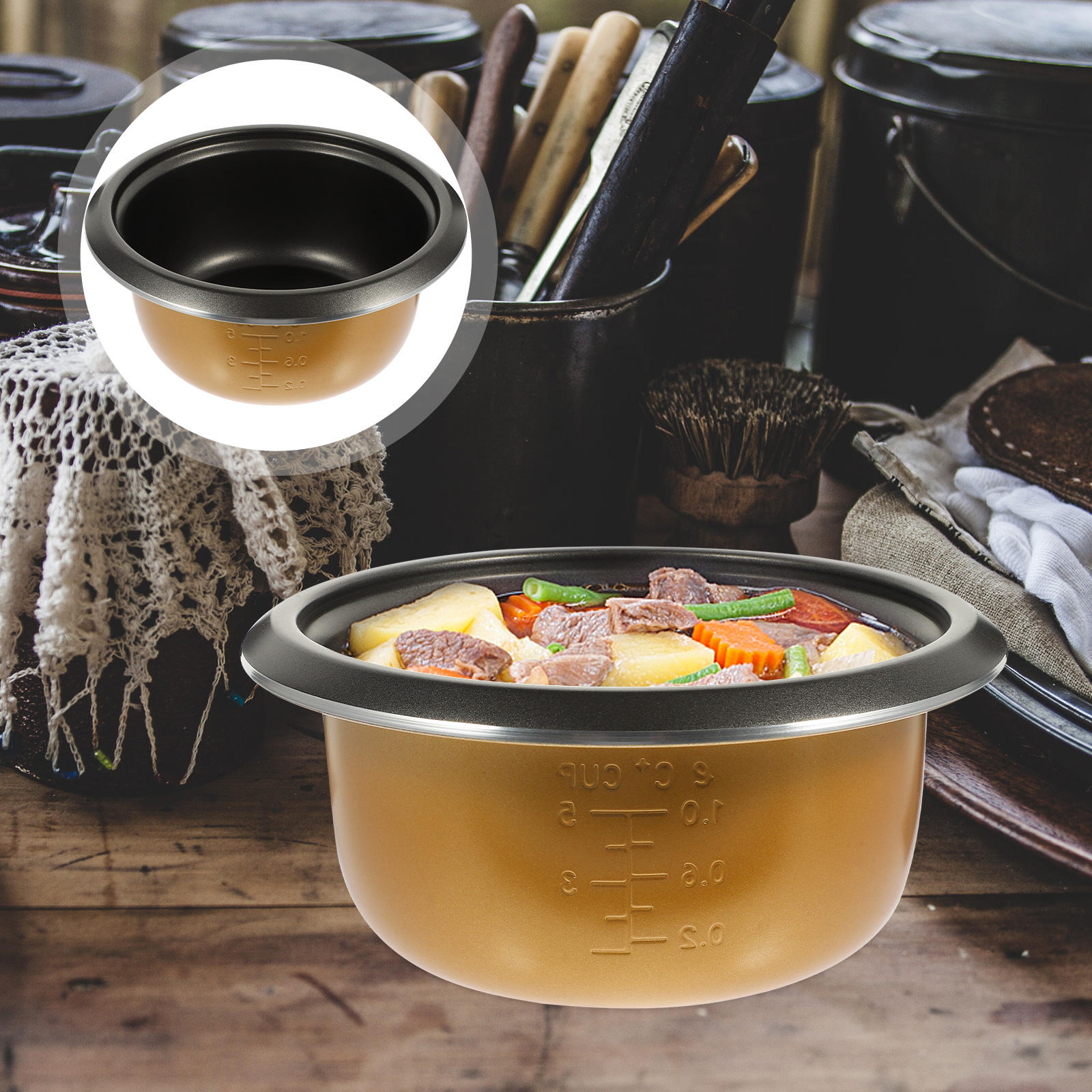 KAKOWELY 1Pack Golden Non-Stick Rice Cooker Inner Pot For Cooking Rice ...