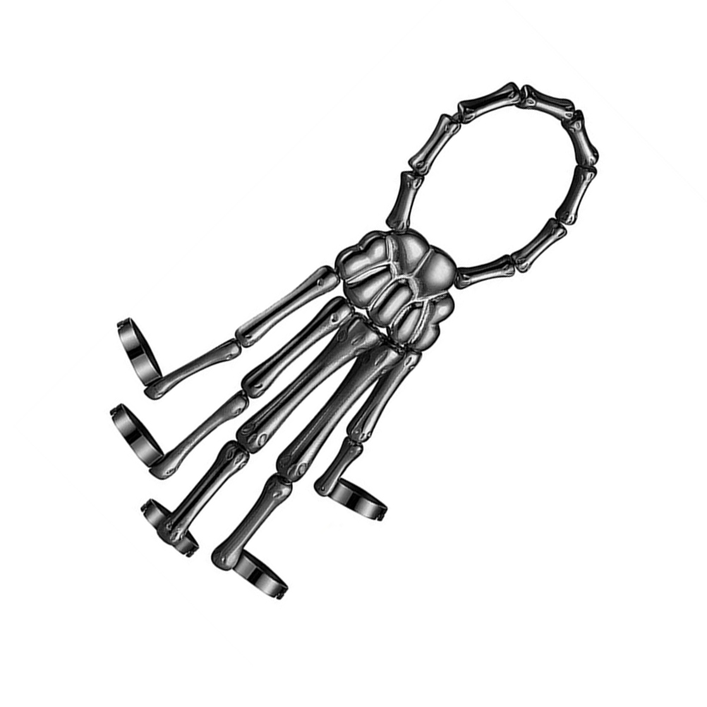 KAKOWELY 1Pack Gothic Black Metal Skeleton Hand Chain for and Costume ...