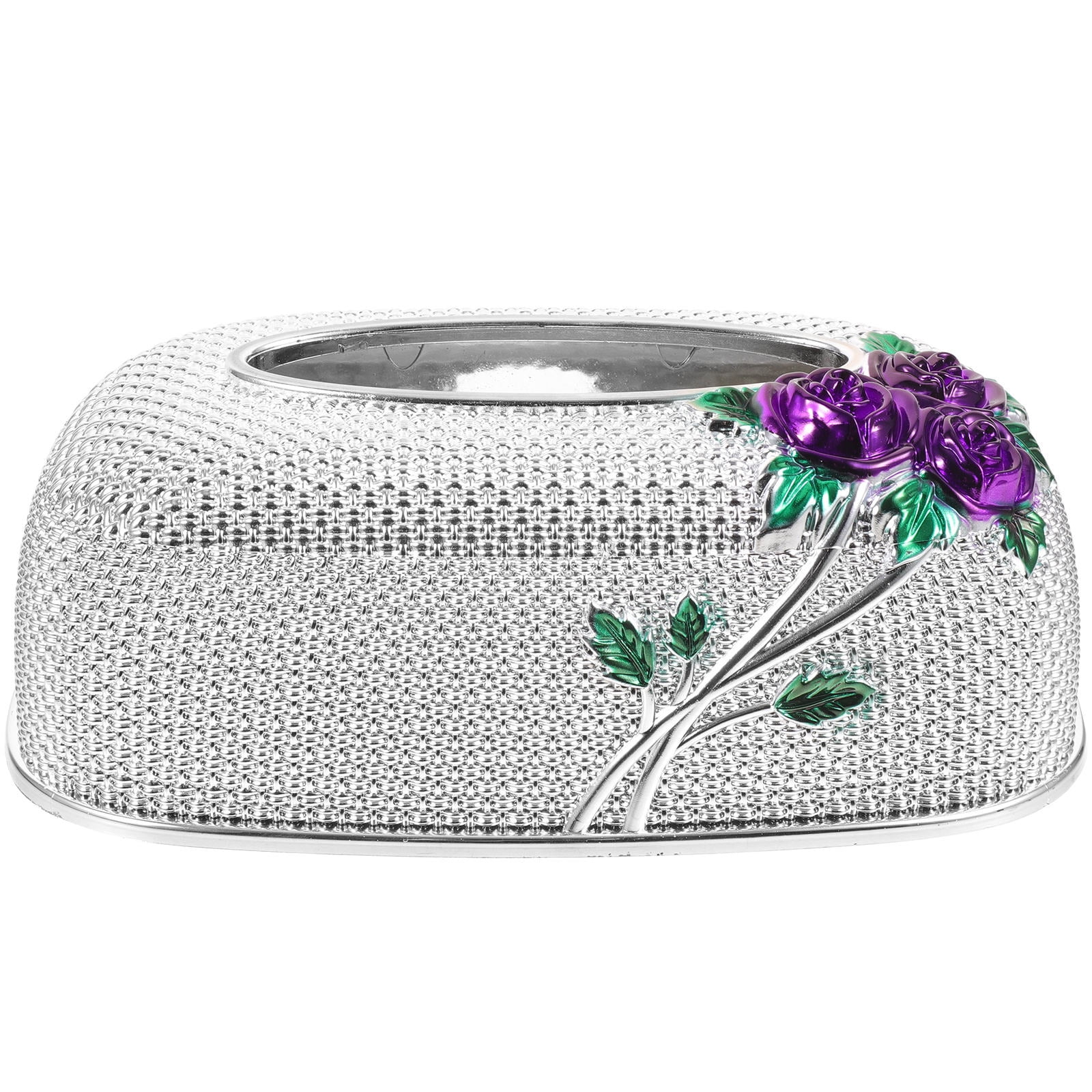 KAKOWELY 1Pack Silver Tissue Napkin Box for Office Workers with Rose ...