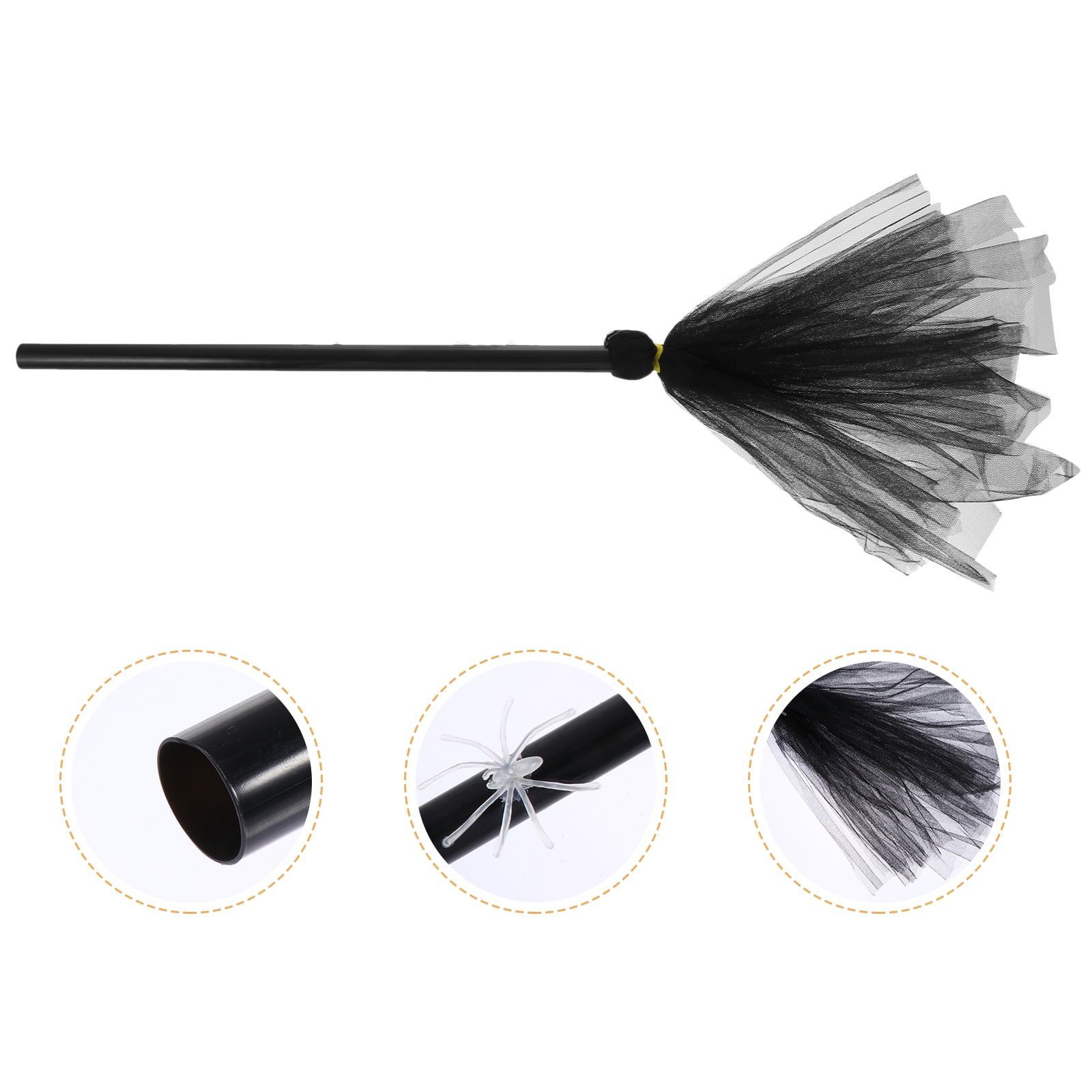 KAKOWELY 1Pc Black Witch Broom with Broomstick Styling for Fancy ...