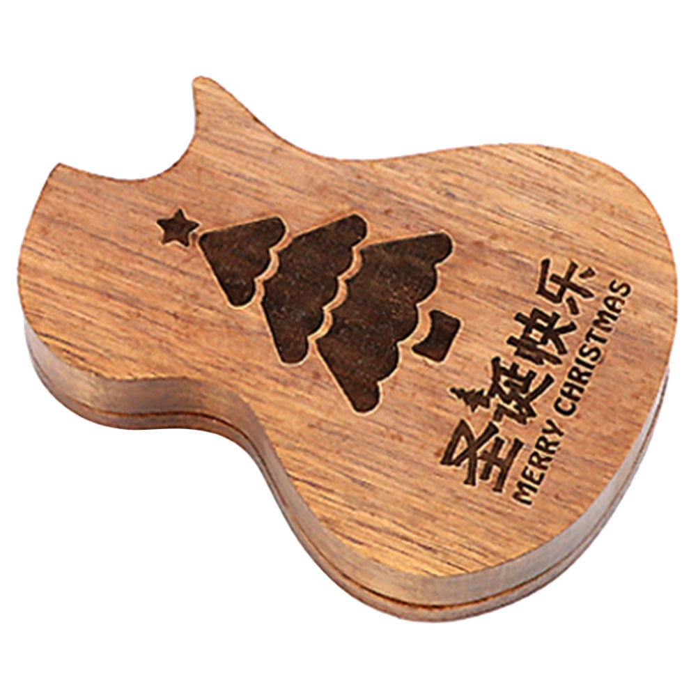 KAKOWELY Guitar Plectrum Storage Case Wood Light Brown 1Pack 3.80X2 ...