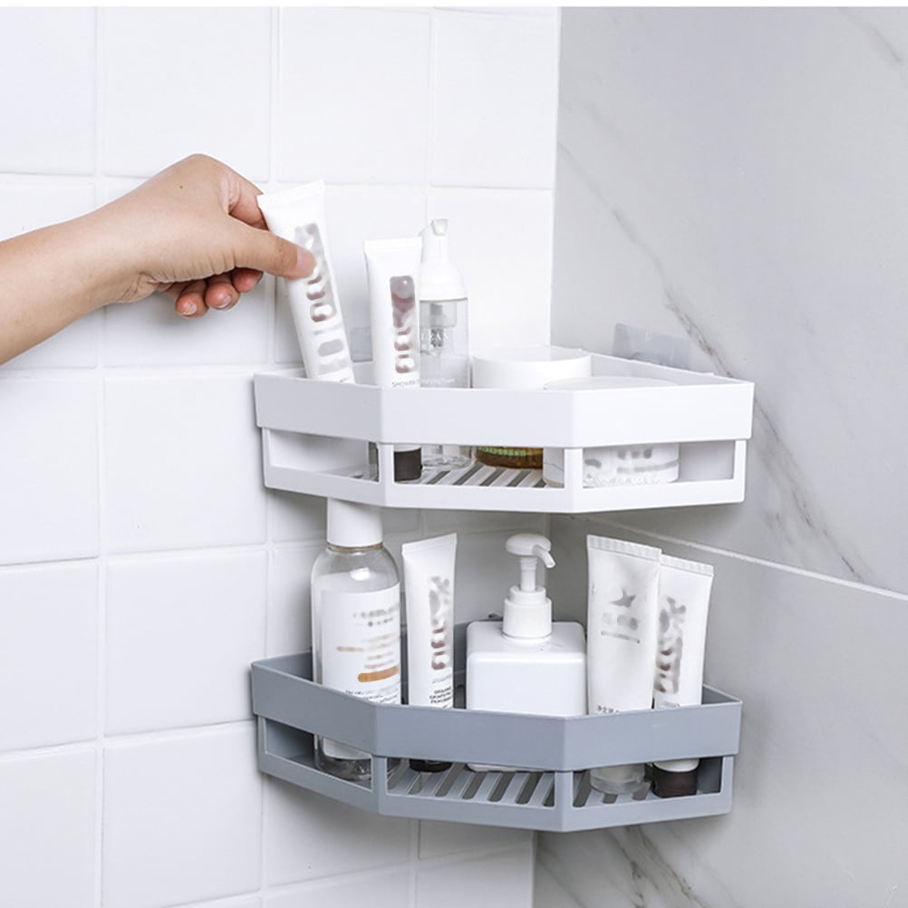 KAKOWELY 1Set Bathroom Triangle Shelf Corner Mount No Punch Design ...